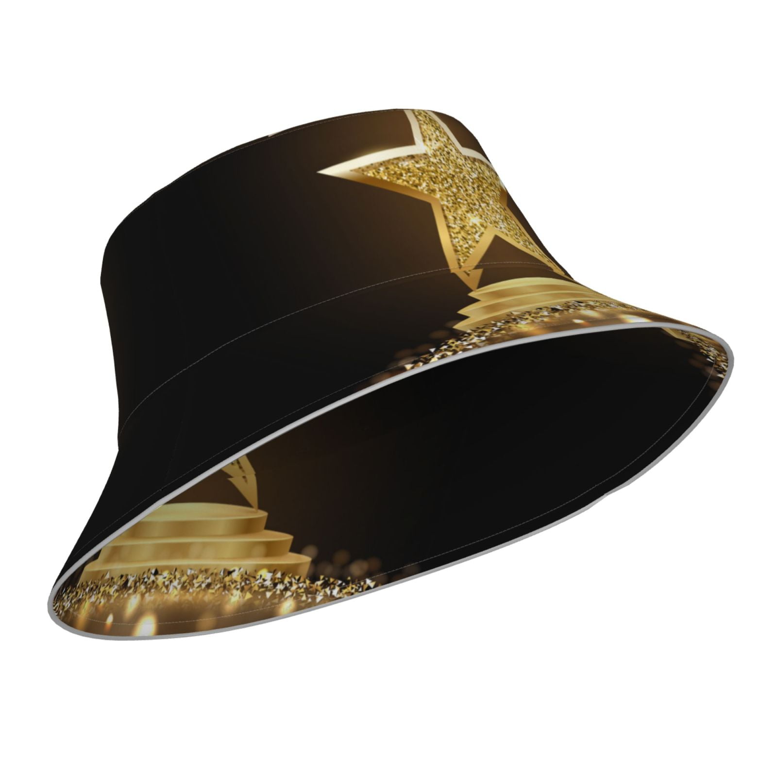 Kdxio Reflective Bucket Hat - Golden Glitter And Light Print Bucket Hat ...