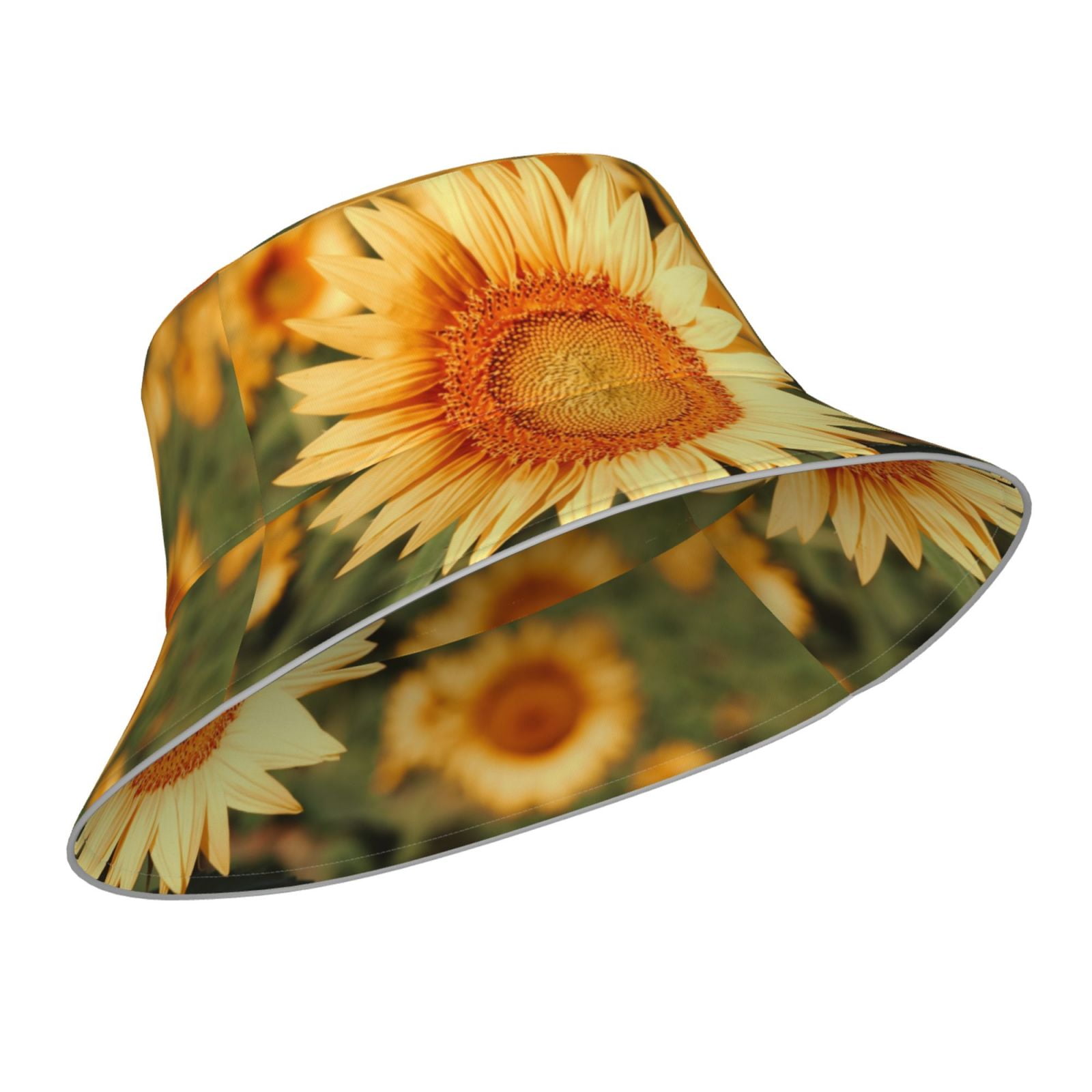 Kdxio Reflective Bucket Hat - Golden Sunflower In Field Print Bucket ...