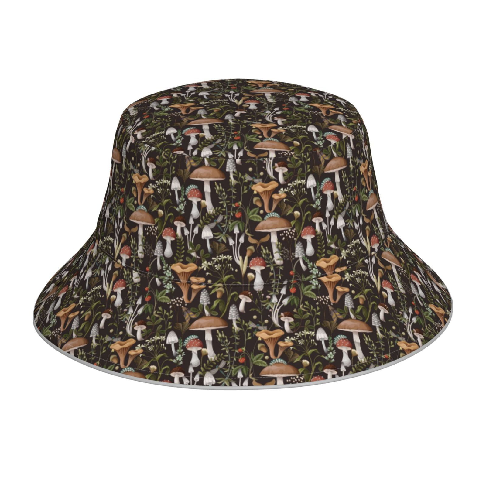 Kdxio Reflective Bucket Hat - Mushroom Garnish Print Bucket Hat for Men ...