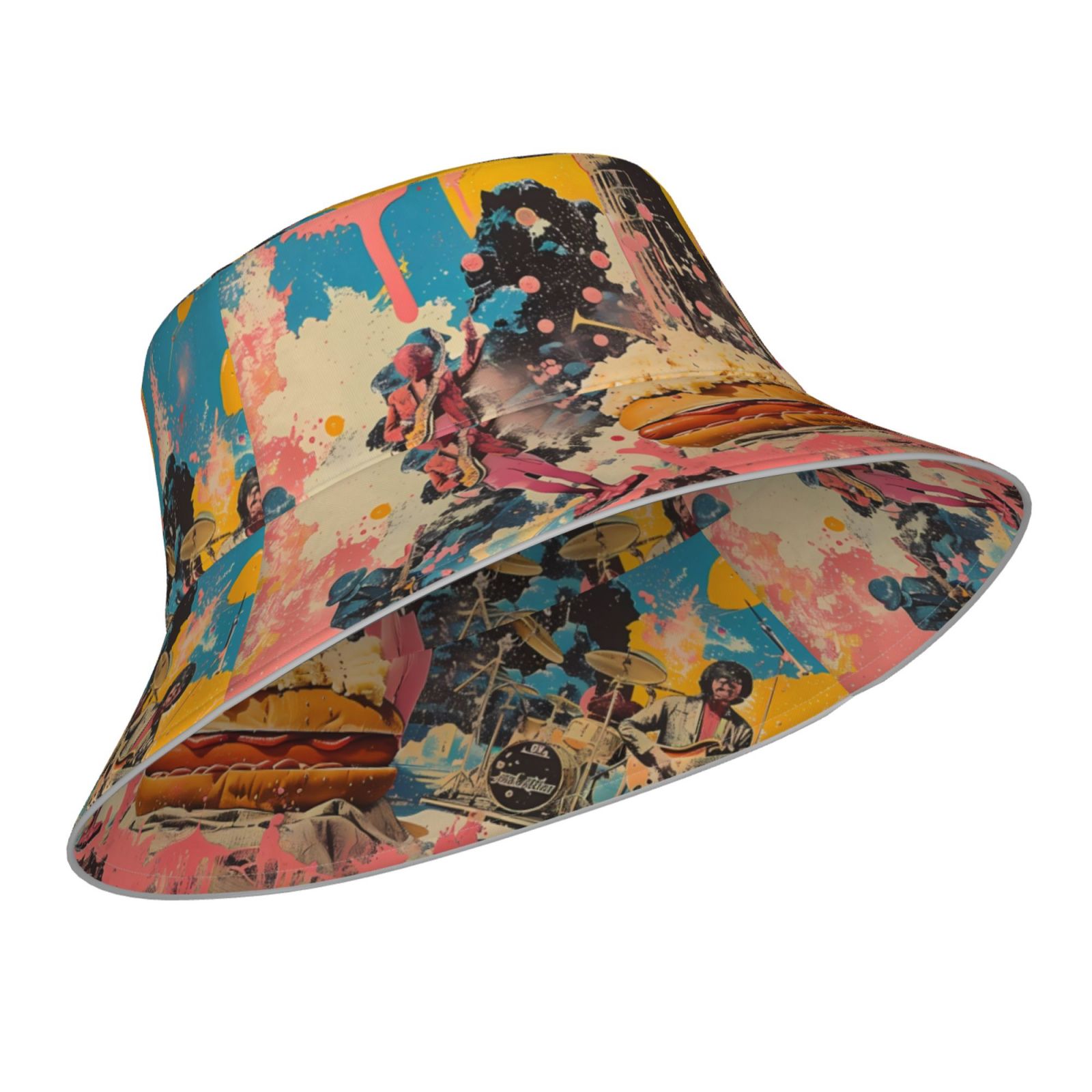 Kdxio Reflective Bucket Hat - Psychedelic Band Hotdog Art Print Bucket ...
