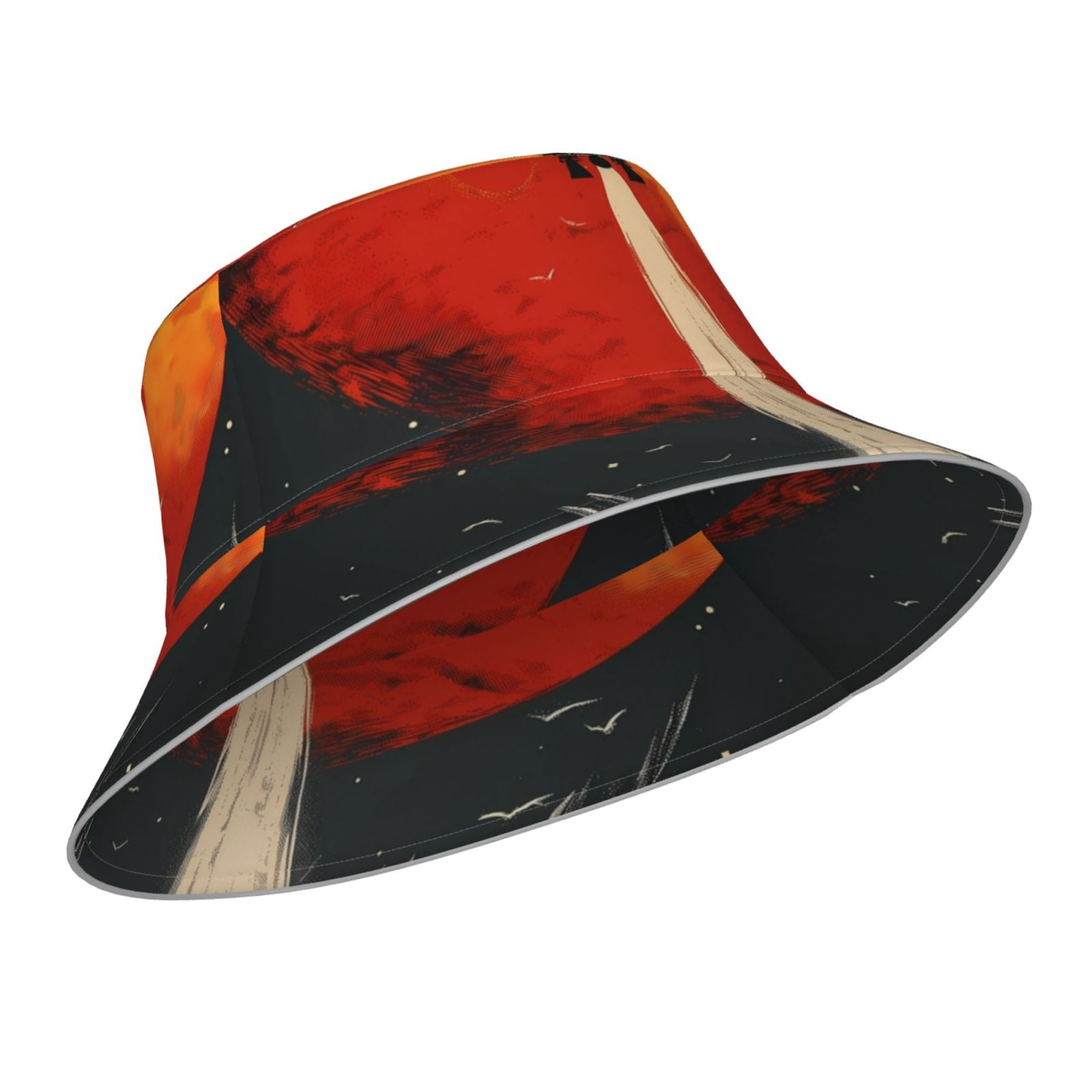 Kdxio Reflective Bucket Hat - Retro Space Rocket Launch Print Bucket ...