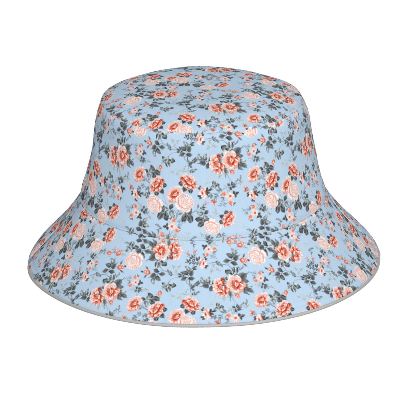 Kdxio Reflective Bucket Hat - Rose Flowers Print Bucket Hat for Men ...