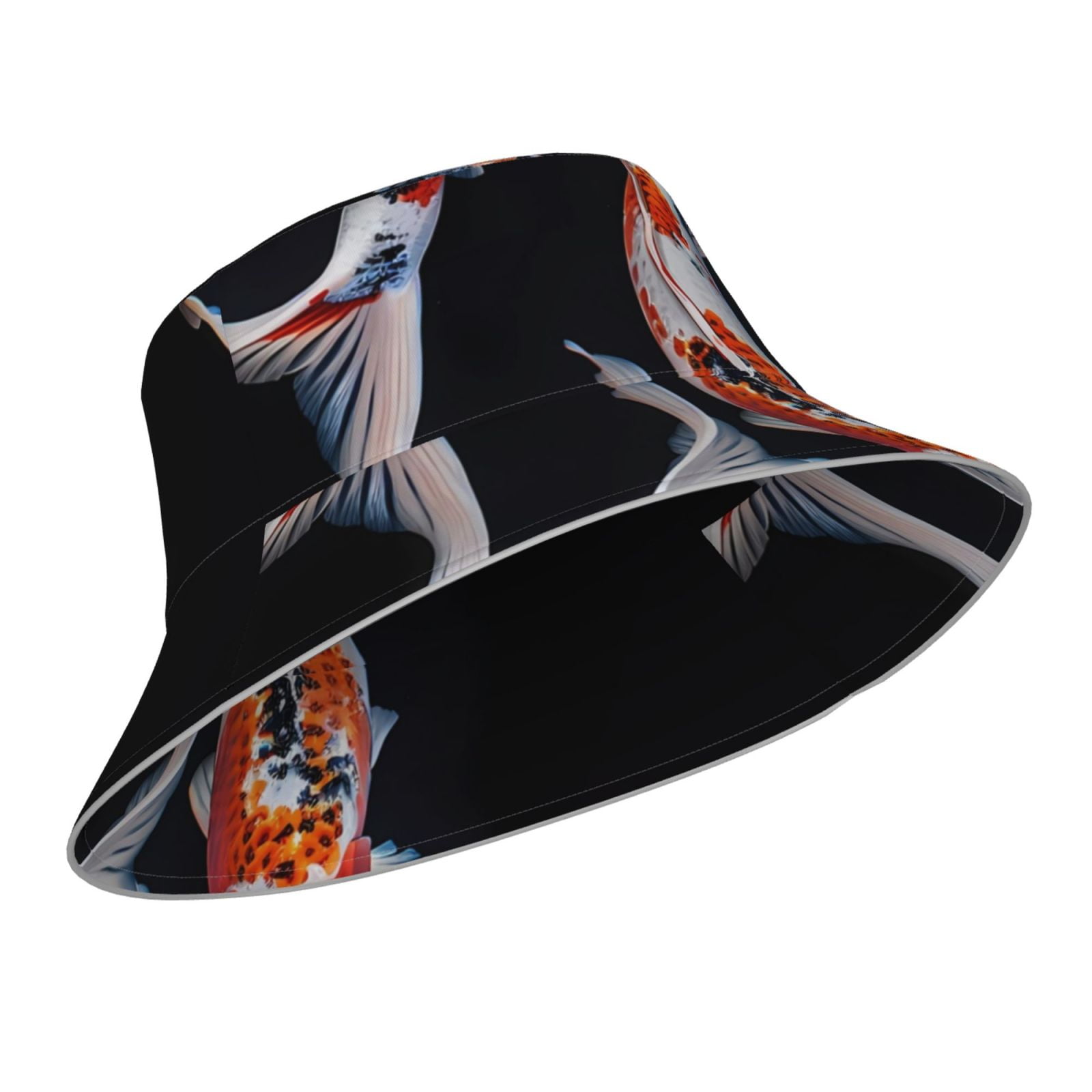 Kdxio Reflective Bucket Hat - Tricolor Koi Fish Trio Print Bucket Hat ...