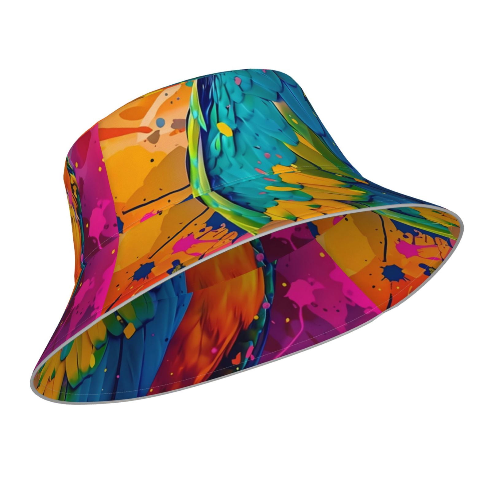 Kdxio Reflective Bucket Hat - Vibrant Parrot Splash Art Print Bucket ...