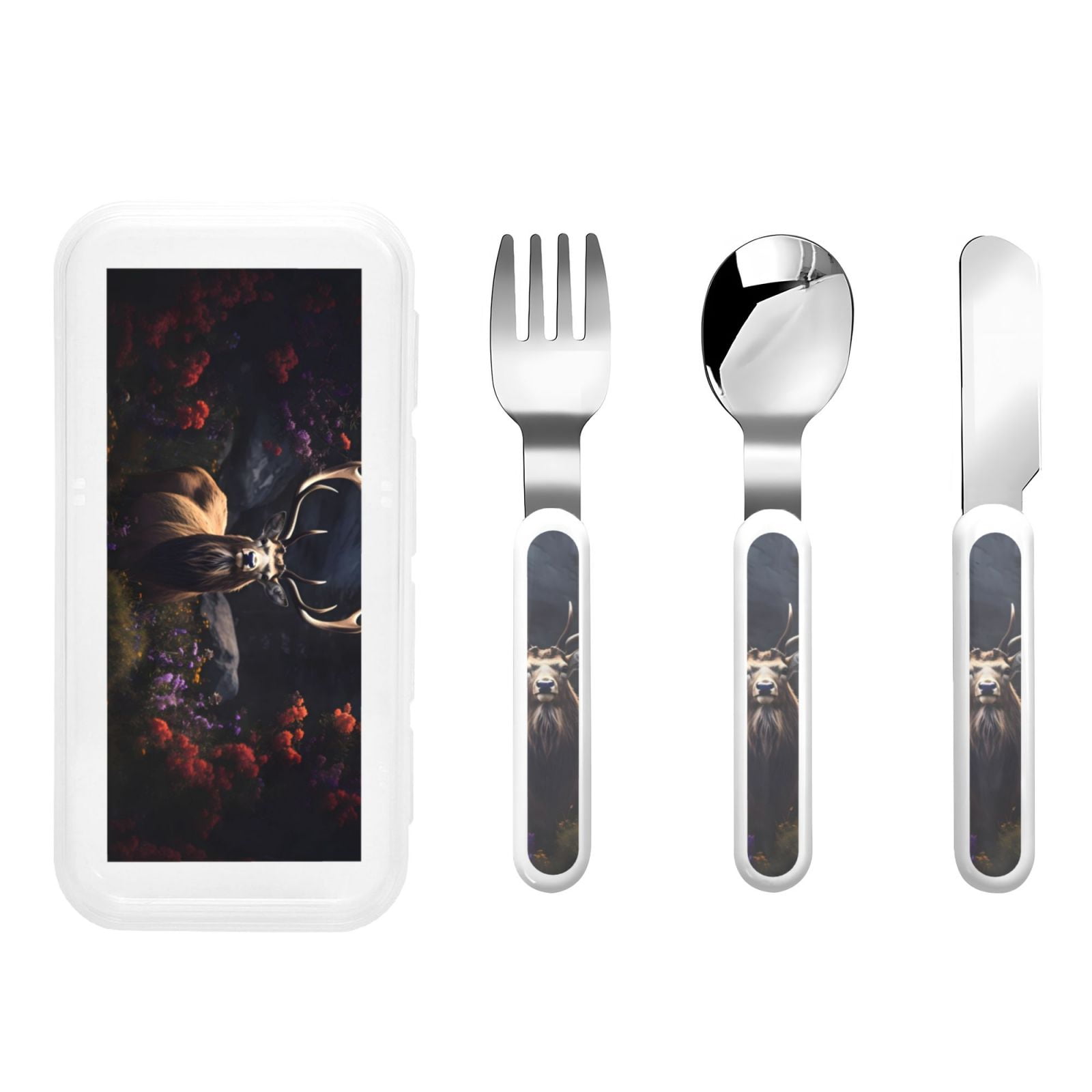 Kdxio Regal Stag In Forest Toddler Utensils Set - Kids Silverware Set ...