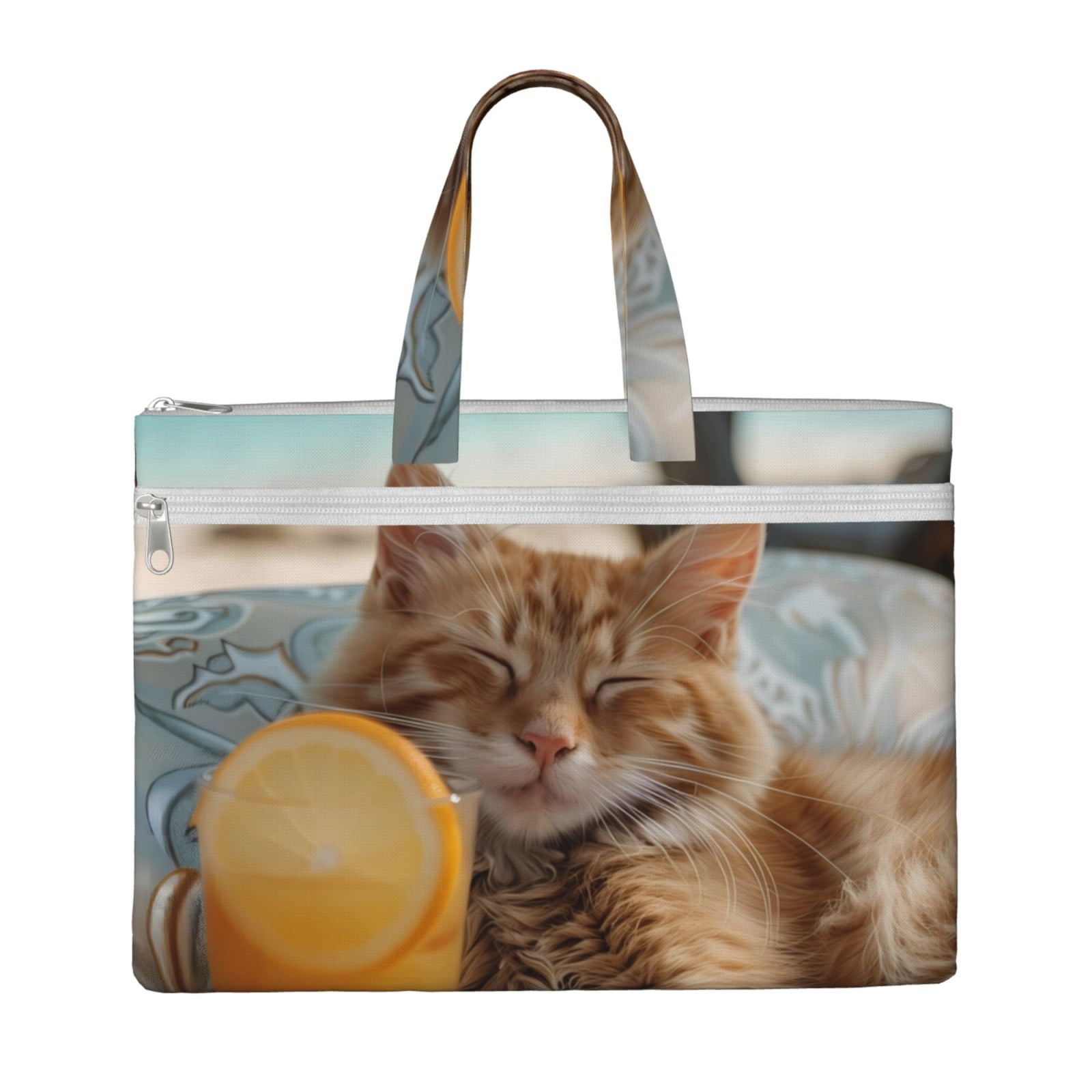 Kdxio Relaxing Cat With Orange Juice File Tote Document Bag Business ...