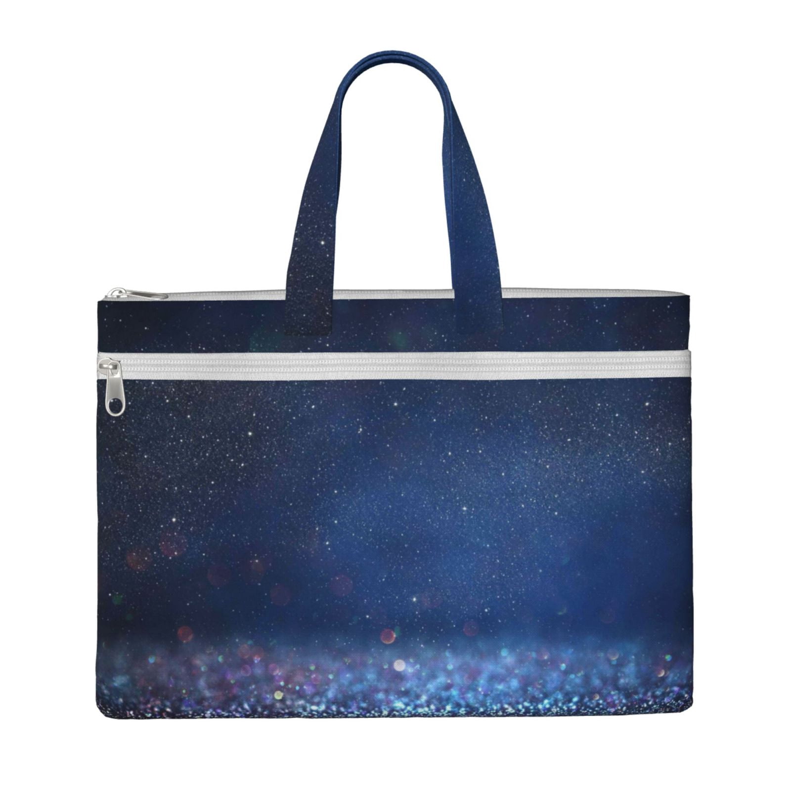 Kdxio Retro Blue Glitter File Tote Document Bag Business Briefcase Bag ...