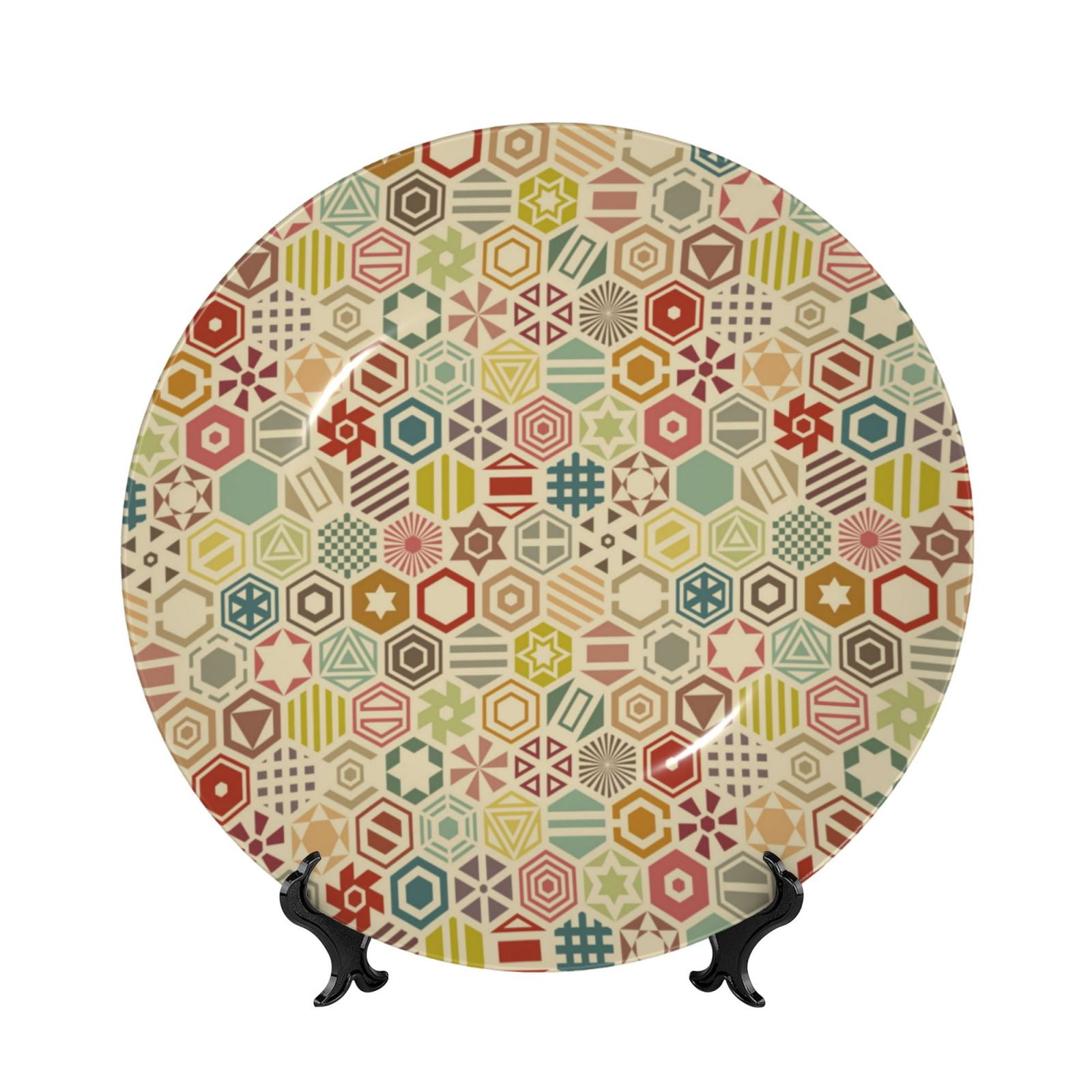 Kdxio Retro Geometry Bone China Decorative Plate Ceramic Decorative ...