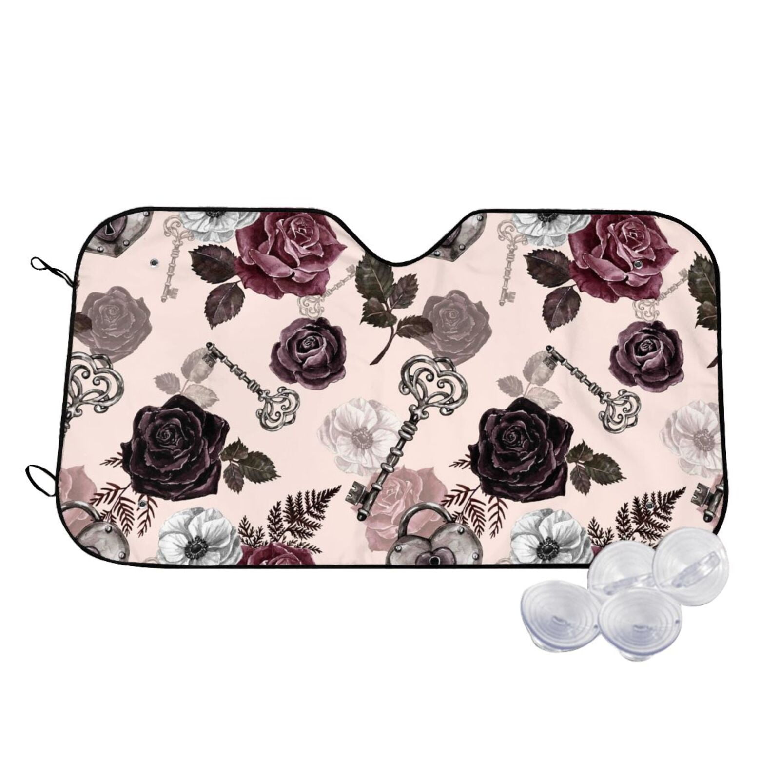 Kdxio Retro Red Black Roses Print Windshield Sun Shade,UV Rays and Sun ...