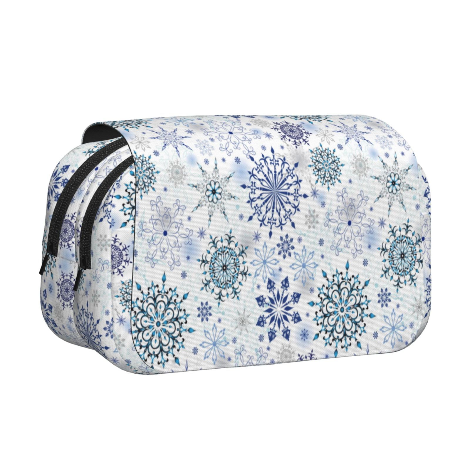 Kdxio Retro ice blue snowflakes for Double Compartment Pen Case Oxford ...