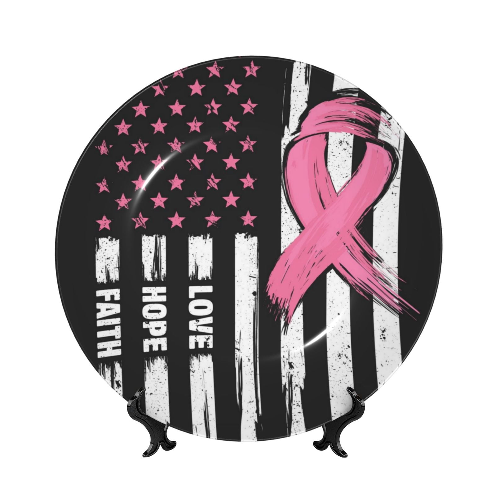 Kdxio Ribbon Breast Cancer Awareness Bone China Decorative Plate ...