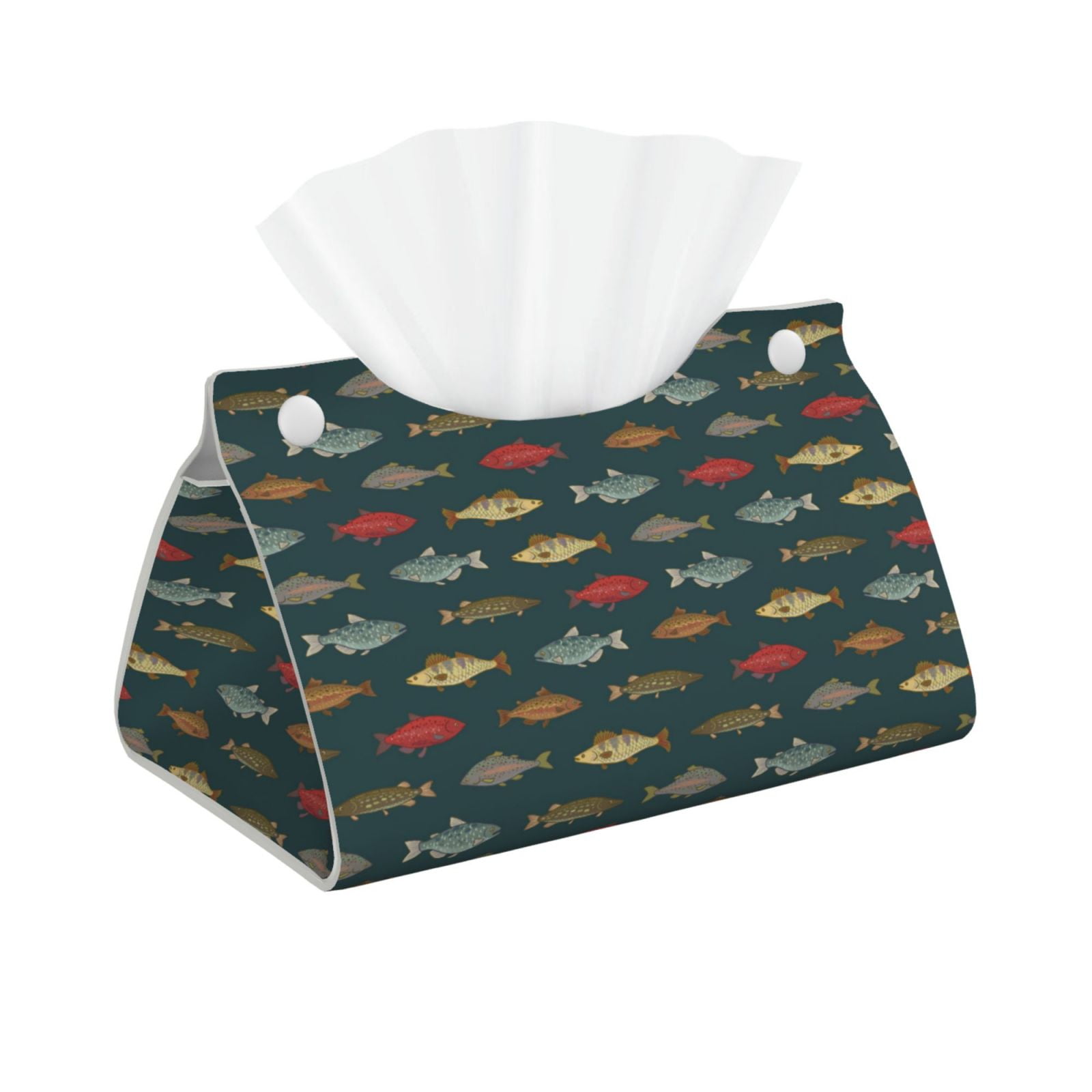 Kdxio River Freshwater Fish Print Tissue Box Cover,Modern PU Leather ...