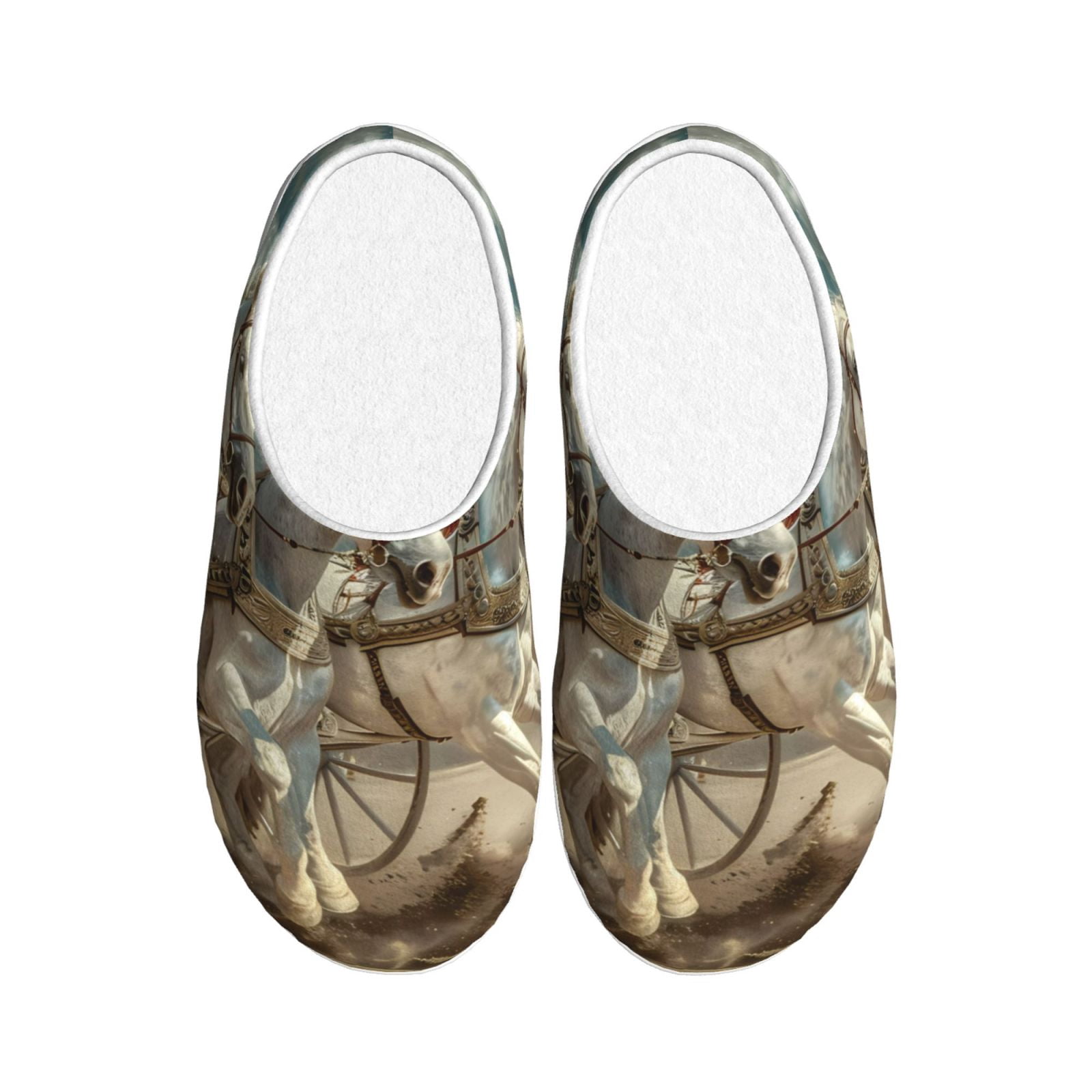 Kdxio Roman Chariot Horse Race Women's Men's Slippers Plush Slip-On ...