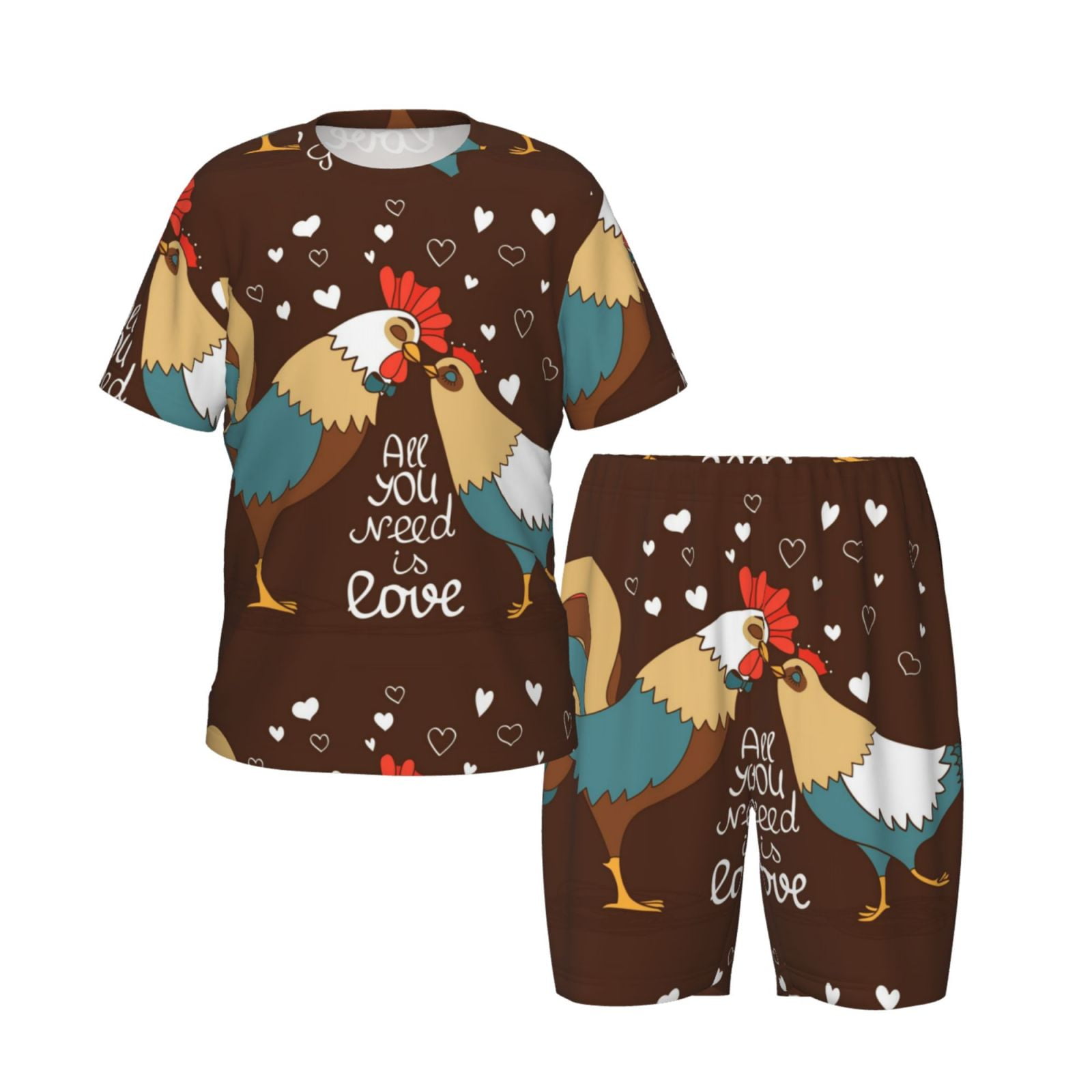 Kdxio Rooster And Chicken Pattern Short-Sleeved Summer Pajama Set for ...