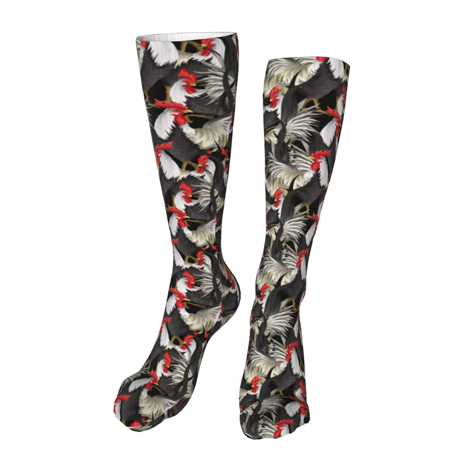 Kdxio Roosters 2 Funny Silky Novelty Funky Long Knee High Socks Soft 3D ...