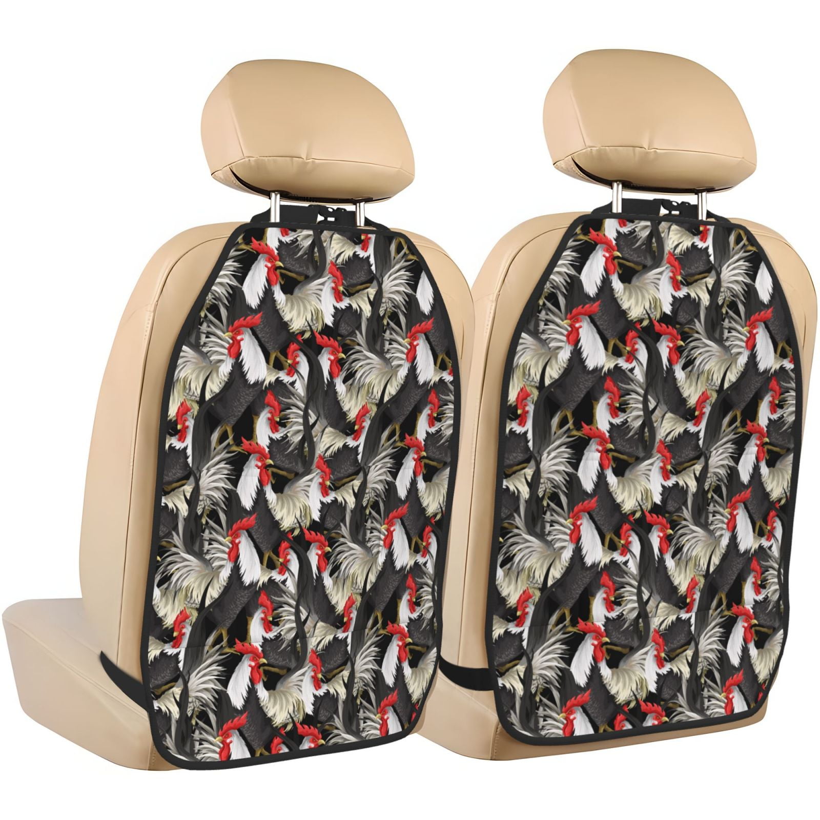 Kdxio Roosters 2 Print 2 Pack Car Kick Mat Seat Cover Back Protector ...