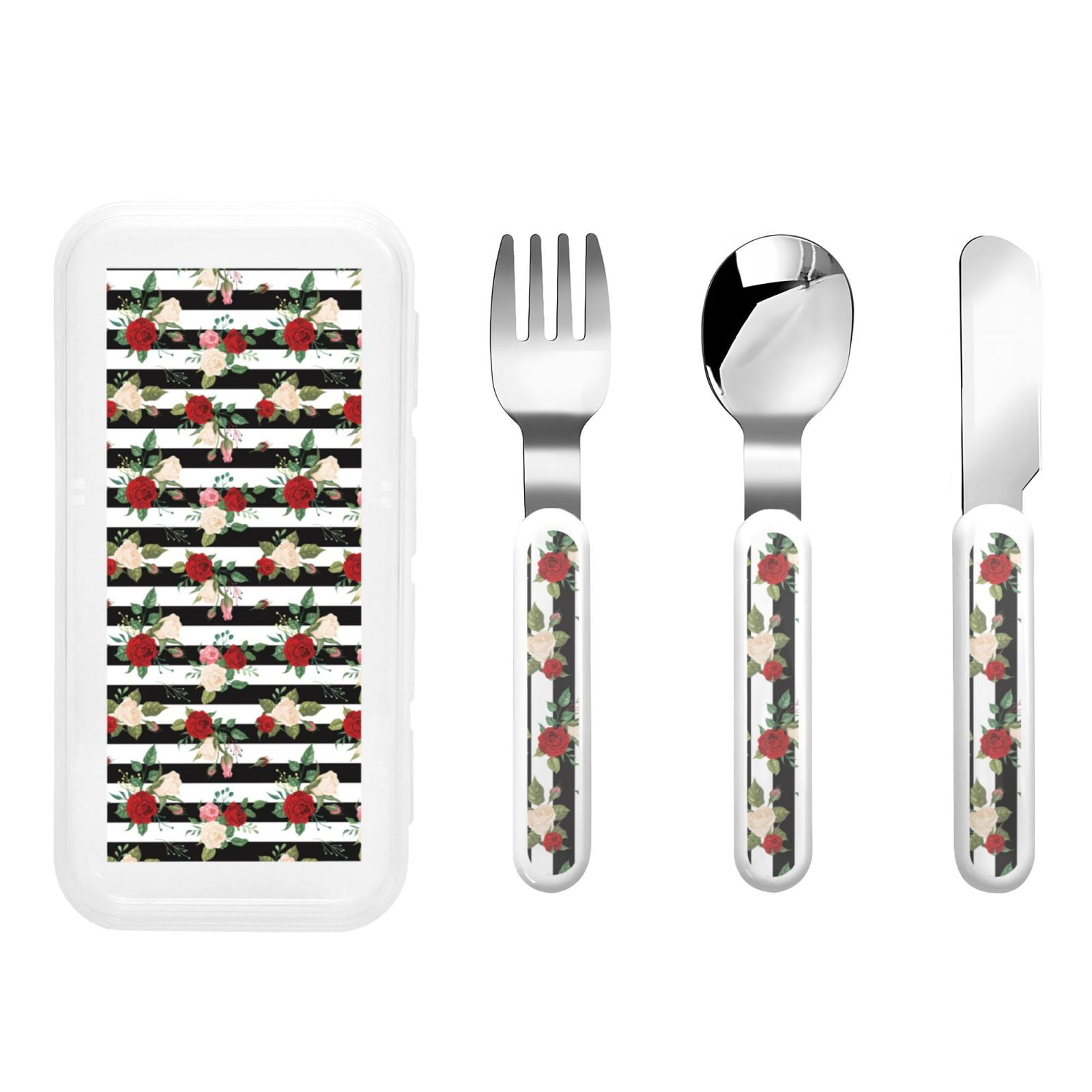 Kdxio Rose Flowers Toddler Utensils Set - Kids Silverware Set, Set Kids ...