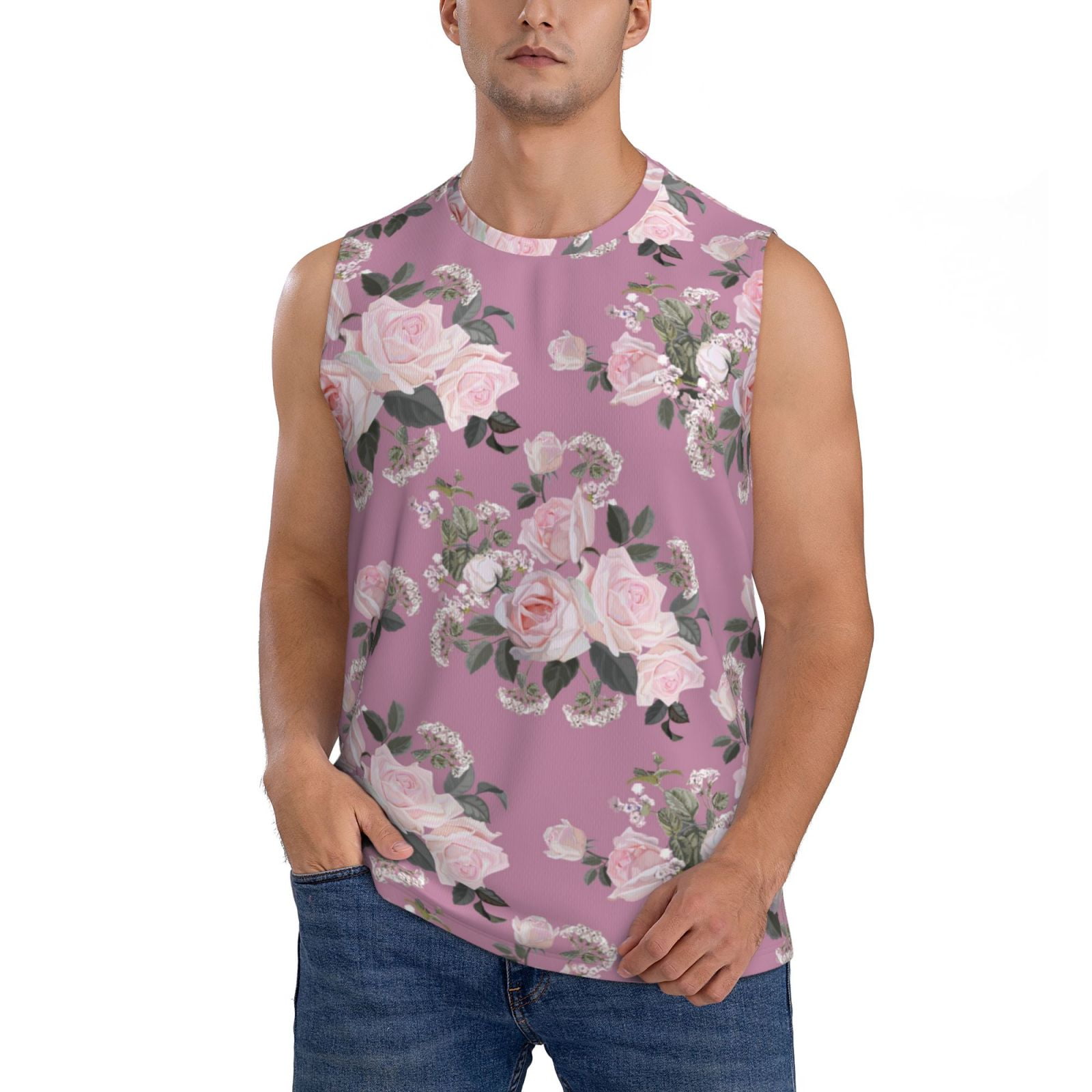 Kdxio Rose Flowers for Men's Muscle T-shirt,Sleeveless for Workout ...
