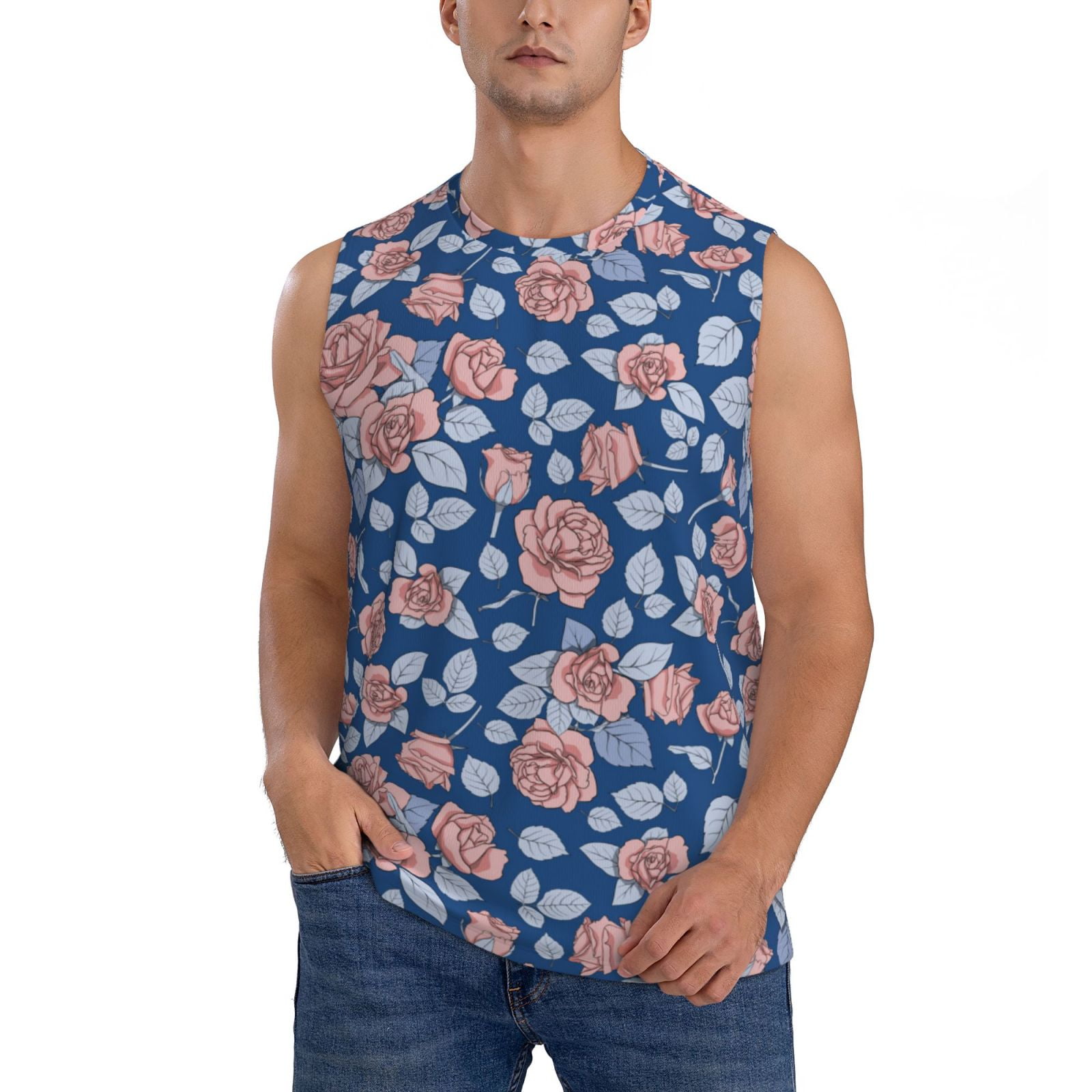 Kdxio Rose Flowers for Men's Muscle T-shirt,Sleeveless for Workout ...