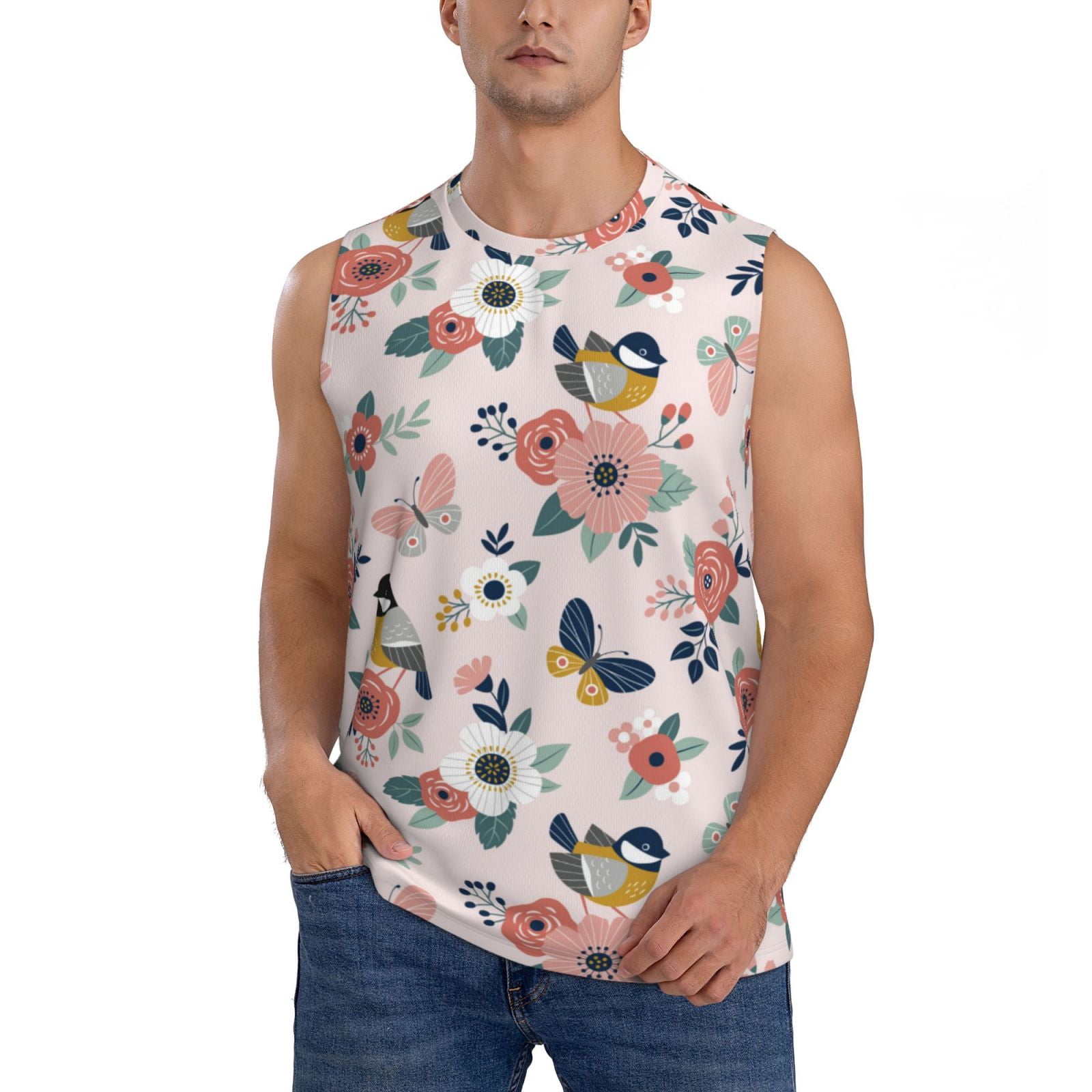 Kdxio Rose Flowers for Men's Muscle T-shirt,Sleeveless for Workout ...