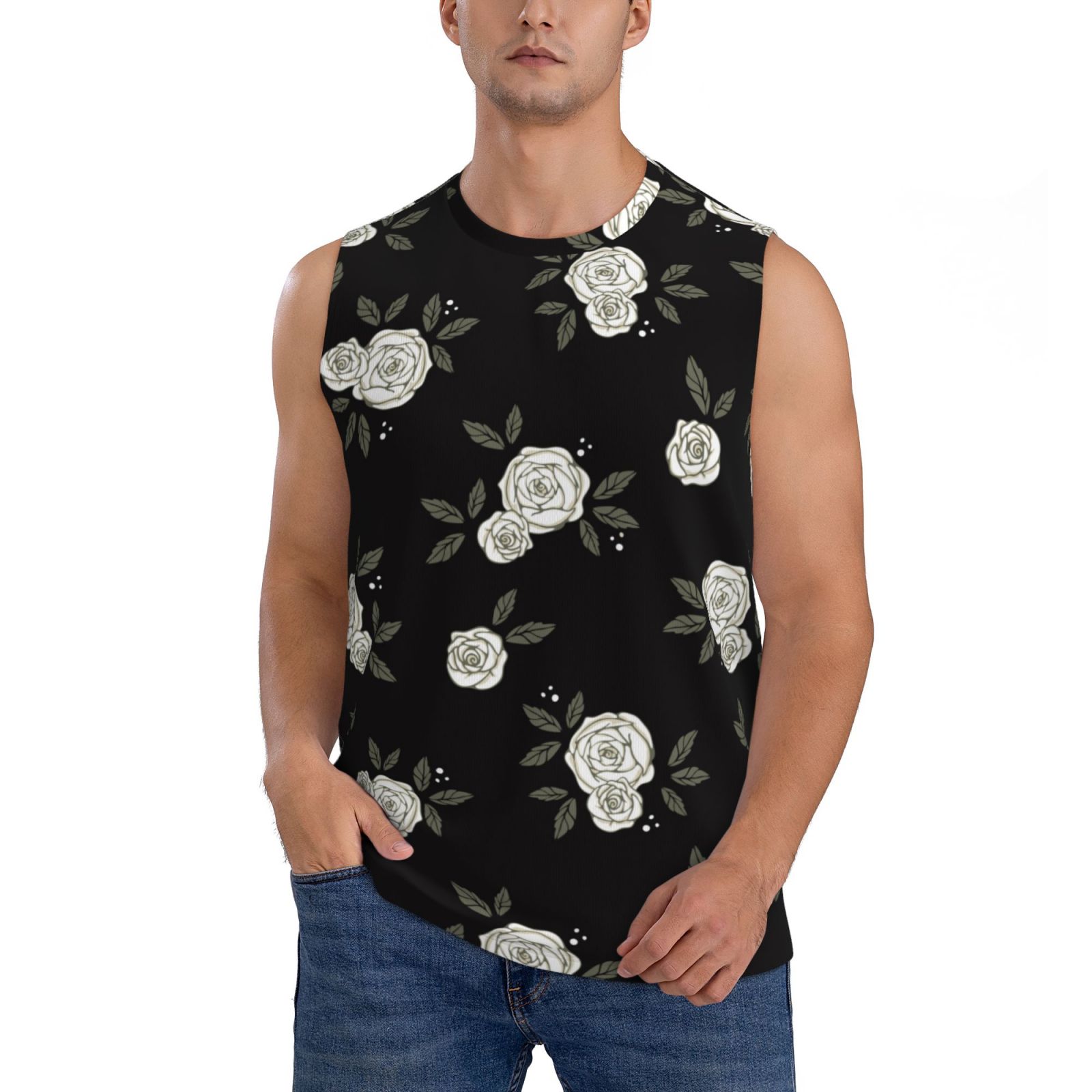 Kdxio Rose Flowers for Men's Muscle T-shirt,Sleeveless for Workout ...
