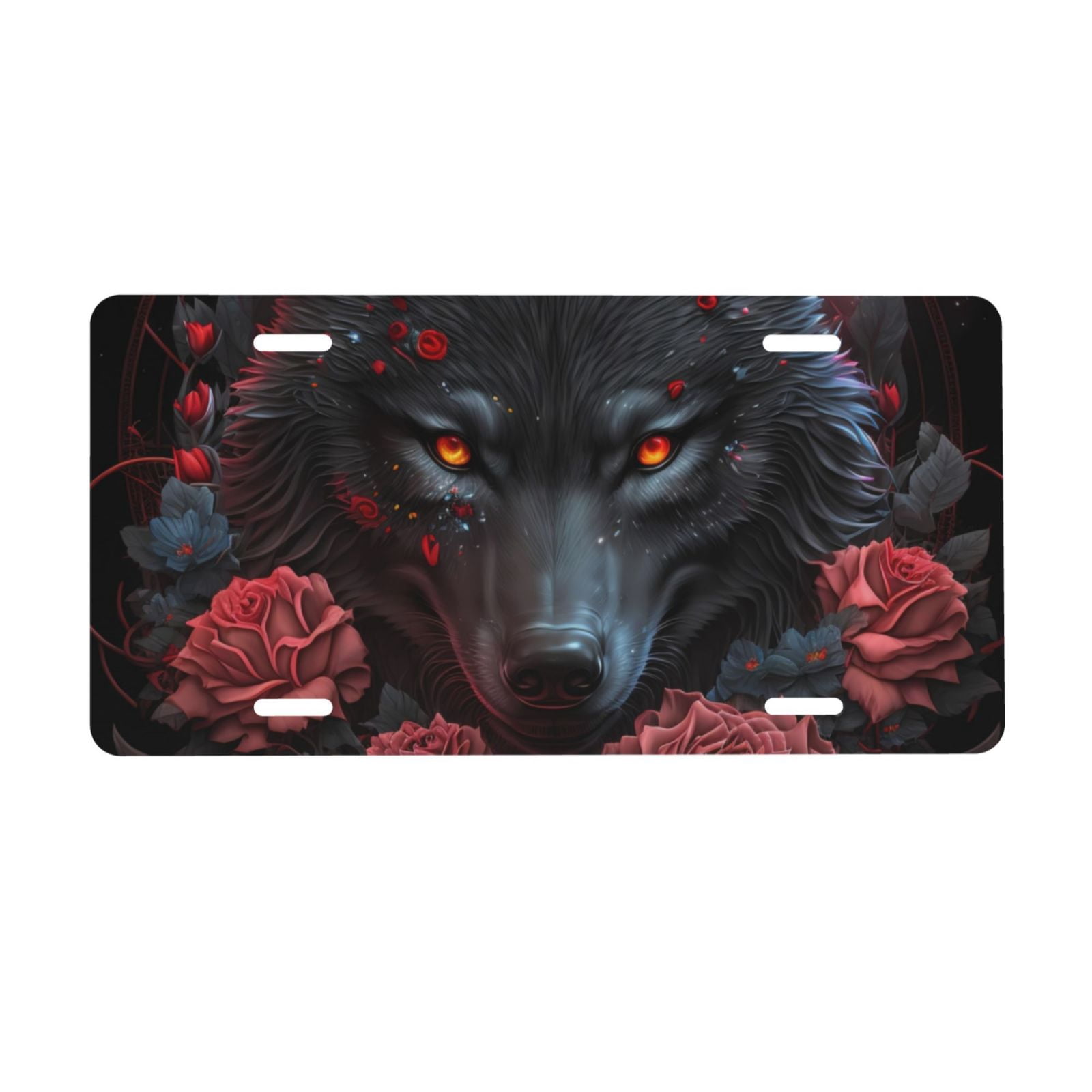 Kdxio Rose Full Moon Black Wolf License Plate Car Front License Plate ...