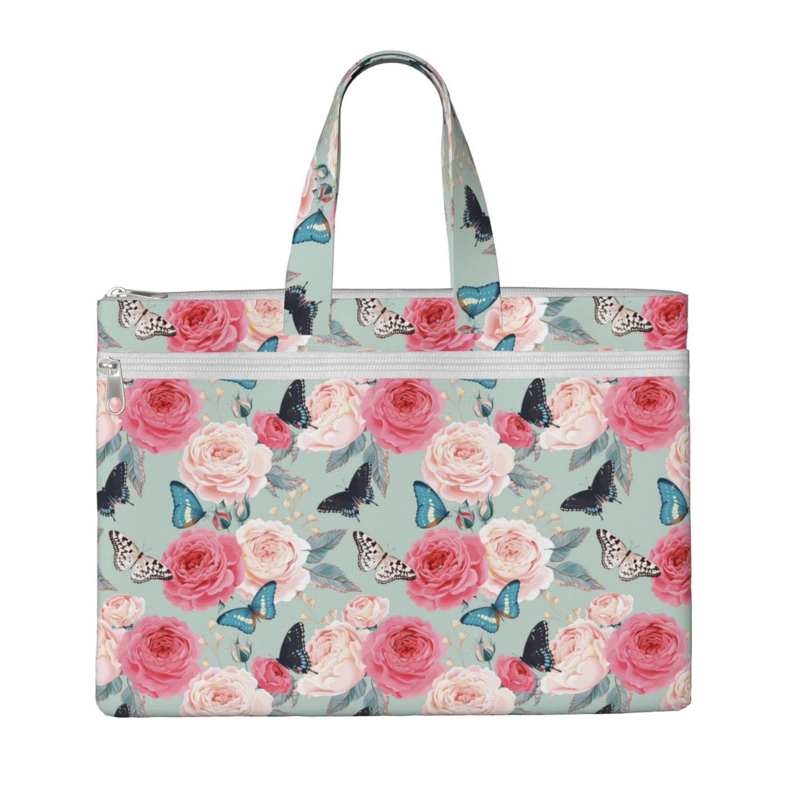Kdxio Roses and Butterflies File Tote Document Bag Business Briefcase ...