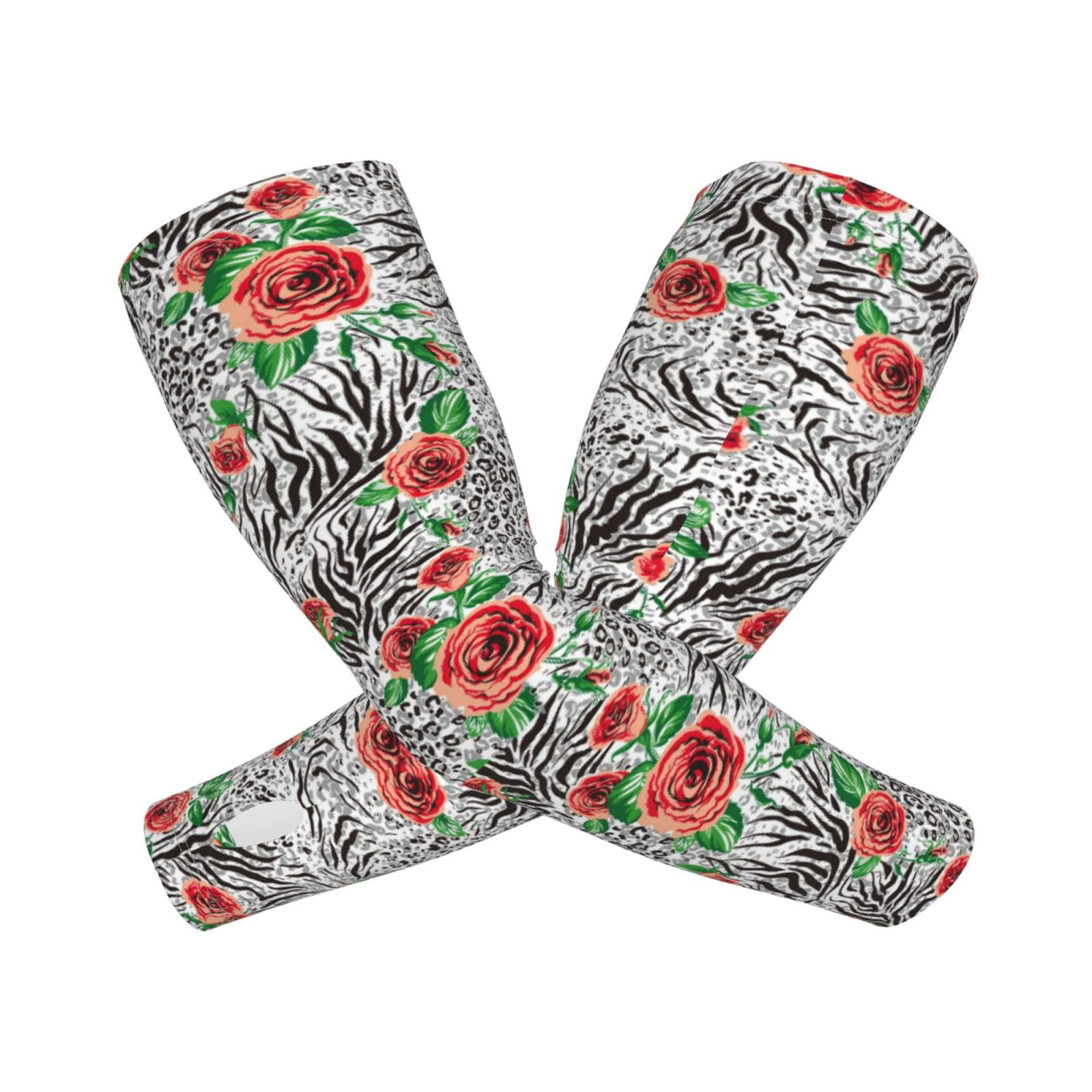 Kdxio Roses Mixed Zebra 1 Print UV Sun Protection Arm Sleeves - Tattoo ...