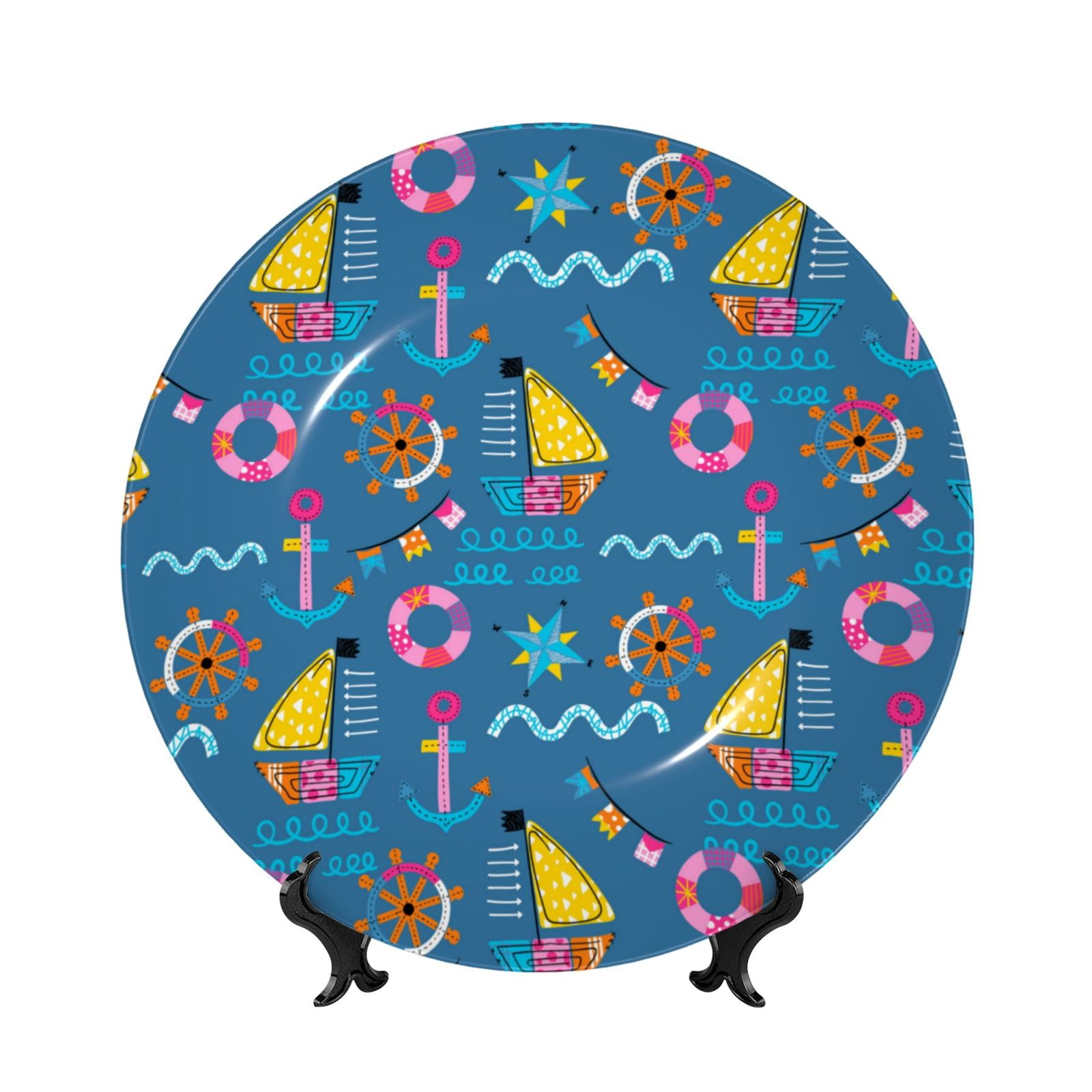 Kdxio Sailboat With Sailing Bone China Decorative Plate Ceramic ...