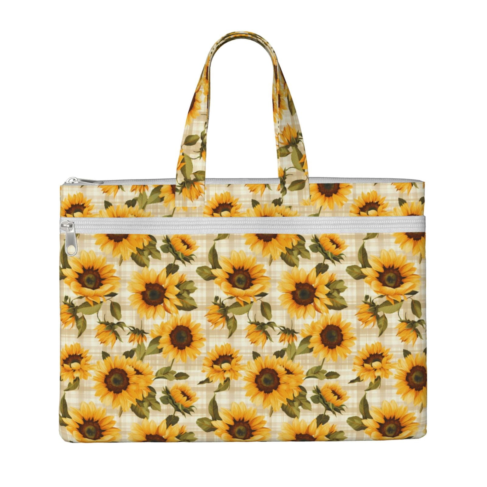 Kdxio Scottish Plaid Sunflower File Tote Document Bag Business ...
