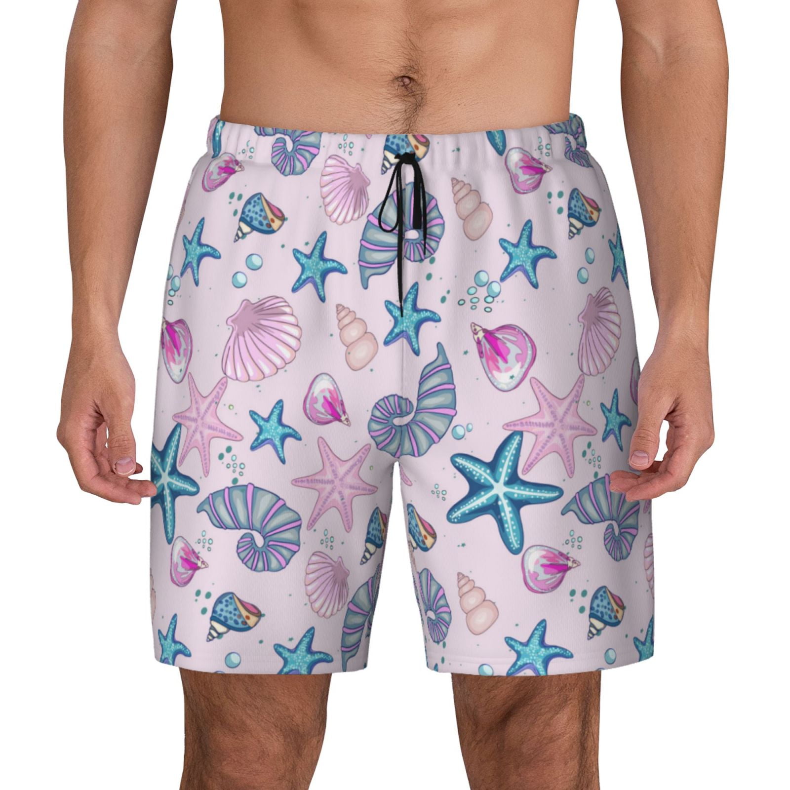Kdxio Sea Shells 3 Print Men's Swim Trunks with Compression Liner 7 ...