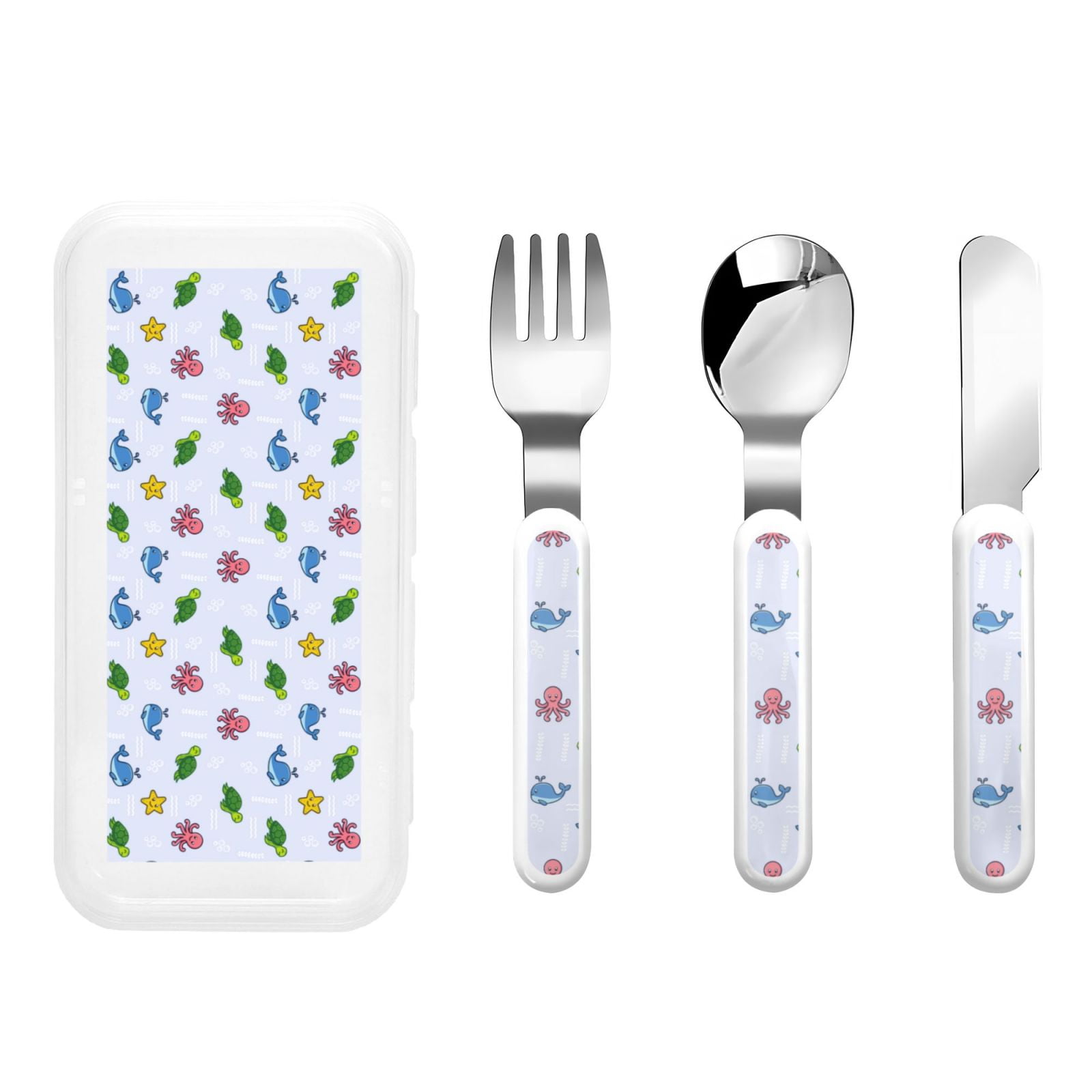 Kdxio Sea Turtle Whale Toddler Utensils Set - Kids Silverware Set, Set ...