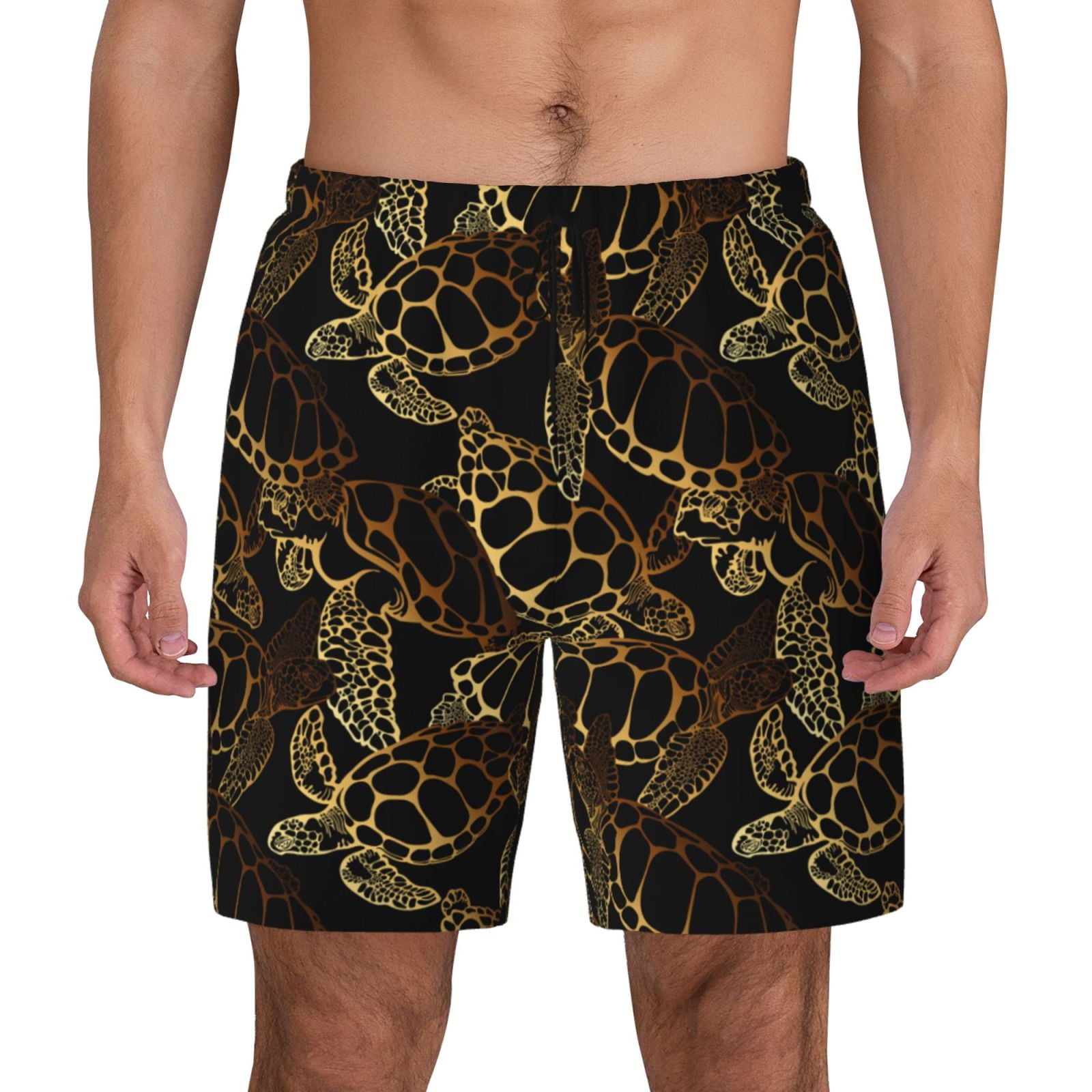 Kdxio Sea Turtle With Ocean Print Men's Swim Trunks with Compression ...