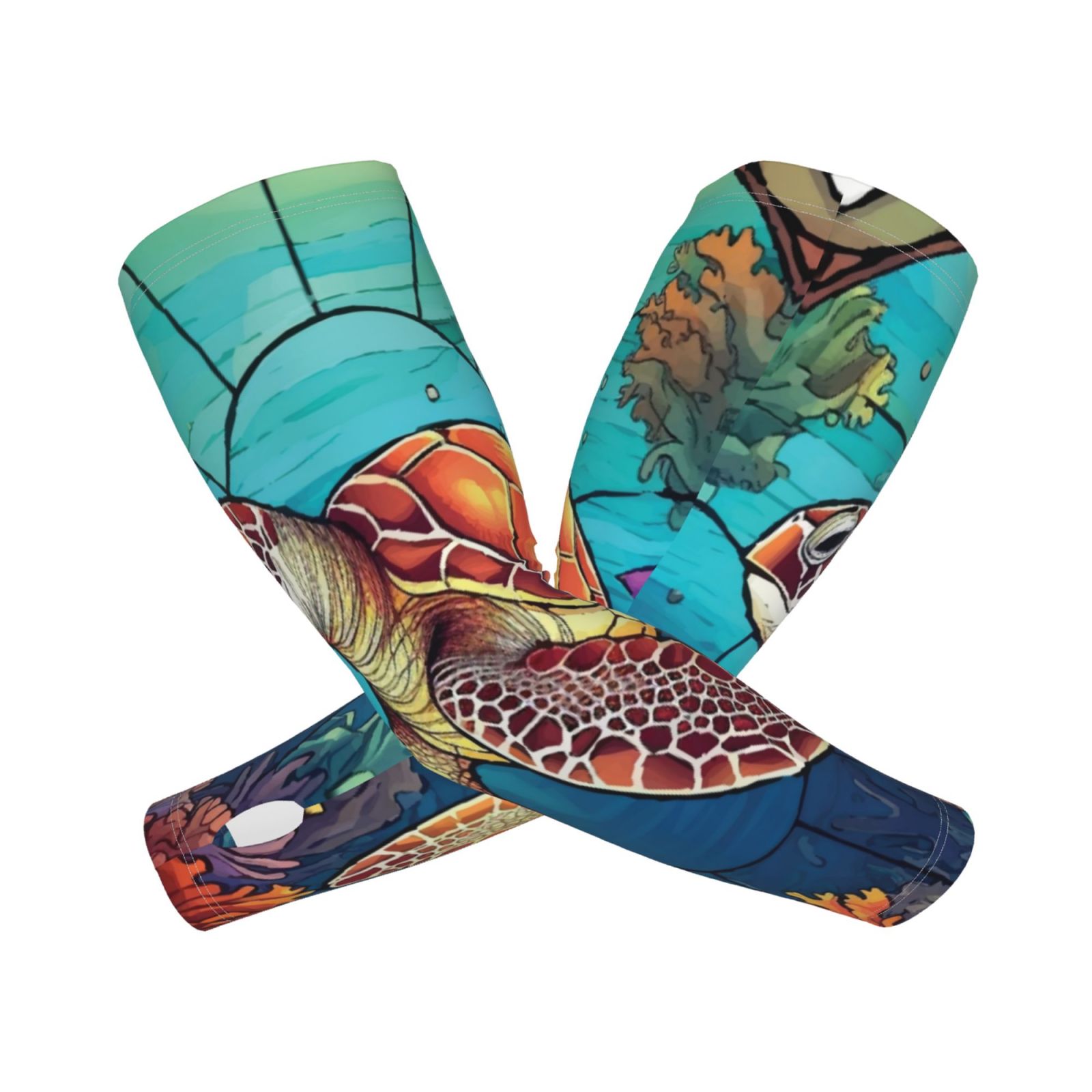 Kdxio Sea Turtle in Coral Print UV Sun Protection Arm Sleeves - Tattoo ...