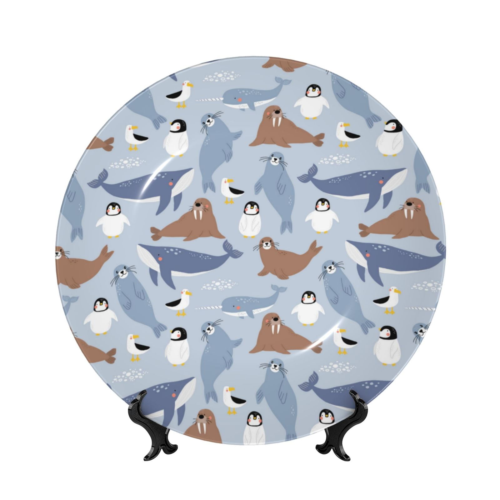 Kdxio Seal Fox Seagull Whales Bone China Decorative Plate Ceramic ...
