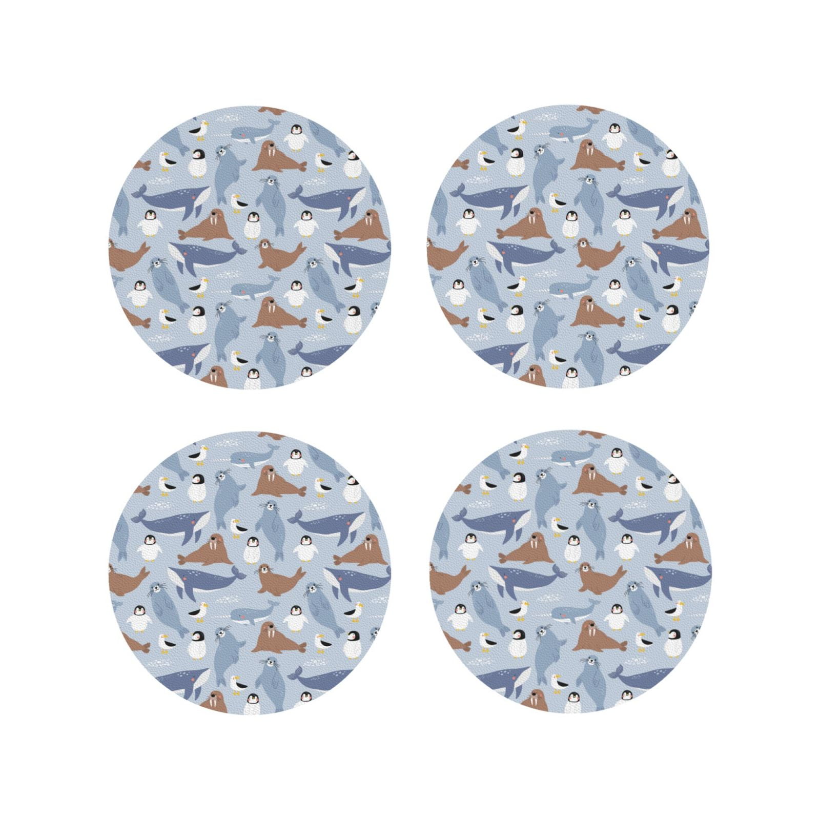 Kdxio Seal Fox Seagull Whales Funny Coasters,4 Pcs Leather Coasters ...