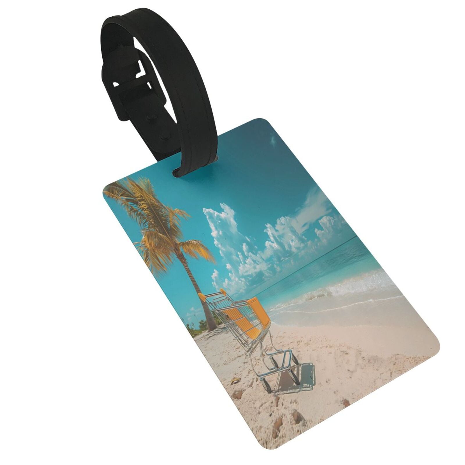 Kdxio Shopping Cart On Tropical Beach Luggage Tags Privacy Cover ID ...