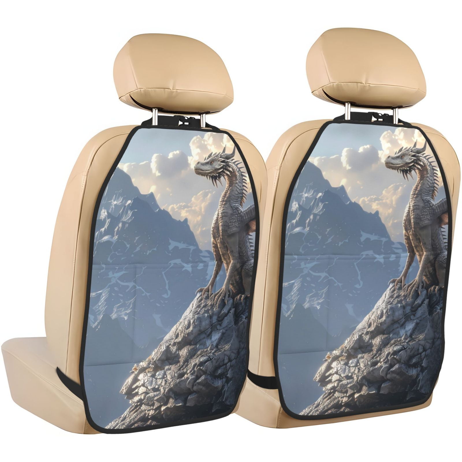 Kdxio Silver Dragon Mountain Peaks Print 2 Pack Car Kick Mat Seat Cover ...