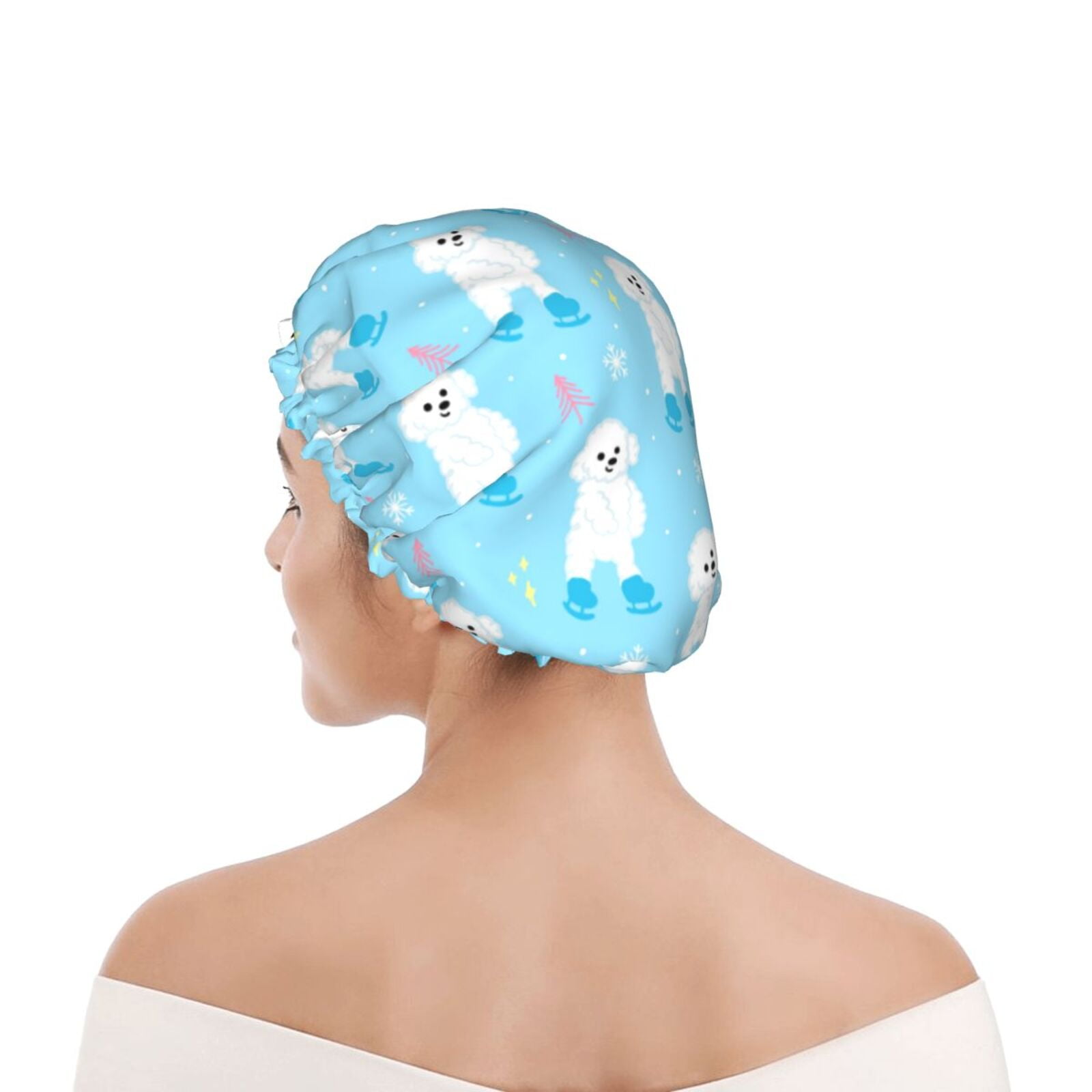 Kdxio Skating Poodle Fun Print Shower Cap for Women,Elastic and ...