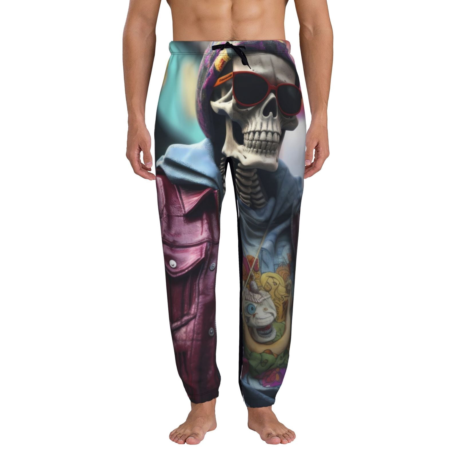 Kdxio Skeleton Cool Street Fashion Pattern Joggers,Sweatpants for Men ...