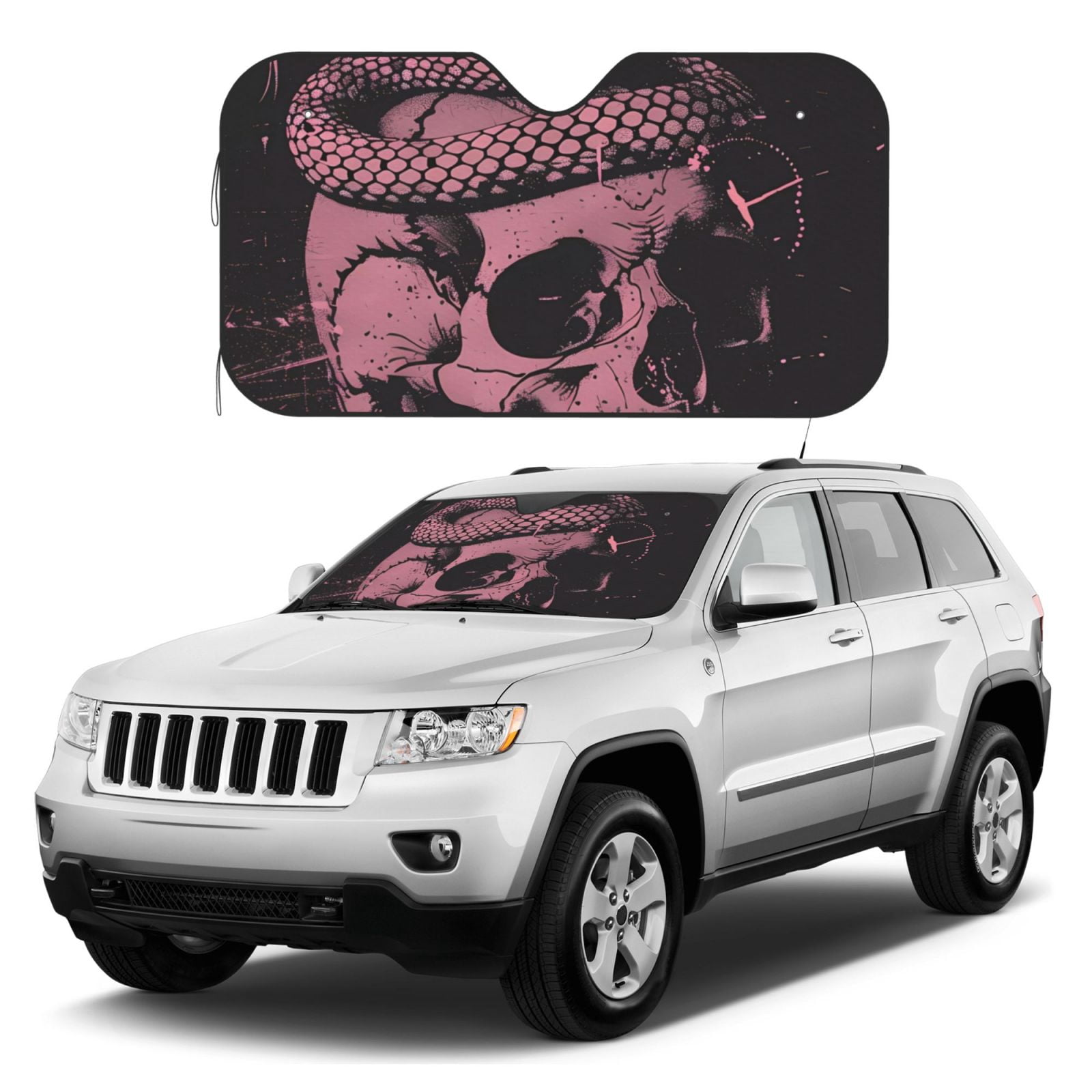Kdxio Skull and Snake Art Print Windshield Sun Shade, Foldable Sun ...