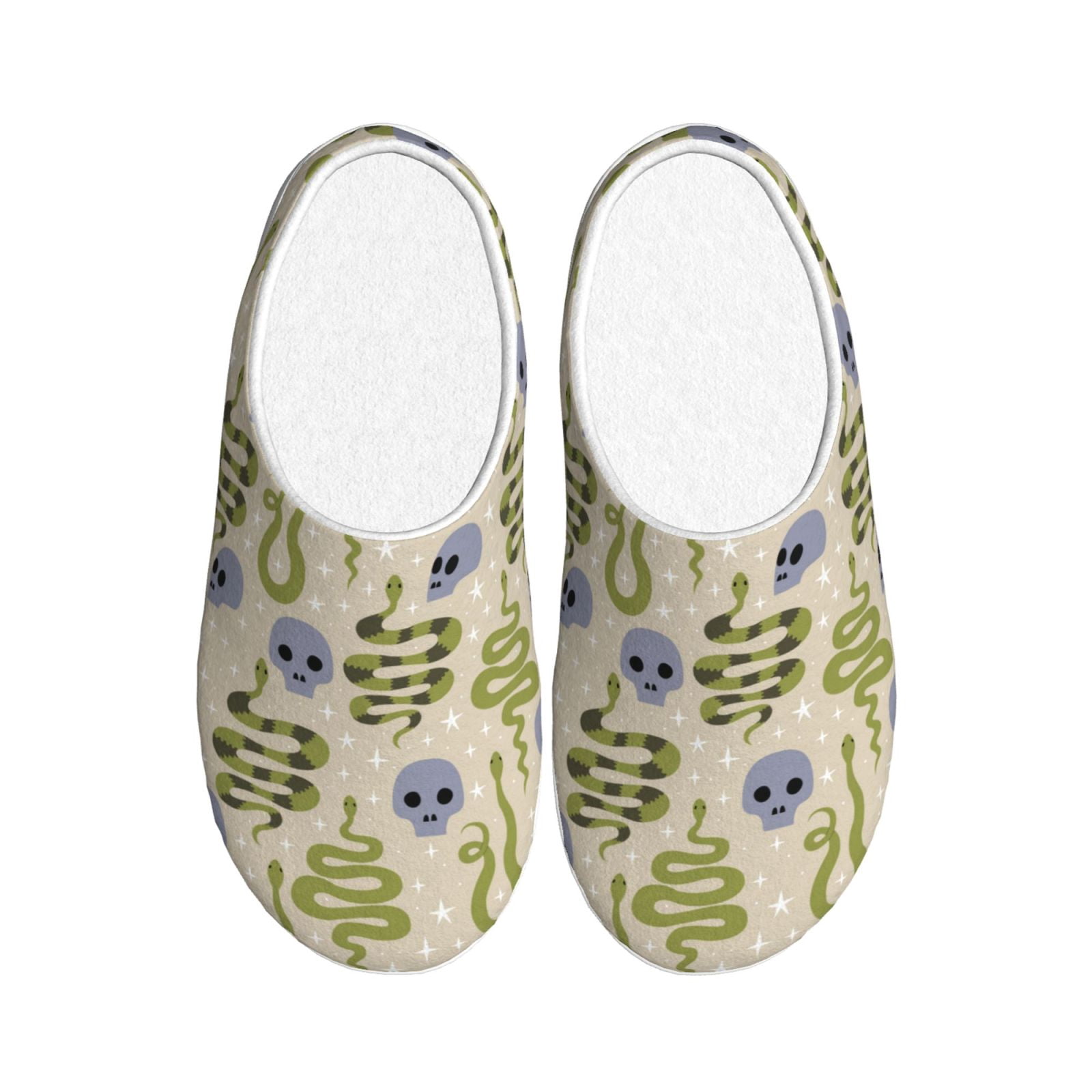 Kdxio Skull Snake Women's Men's Slippers Plush Slip-On House Slipper ...