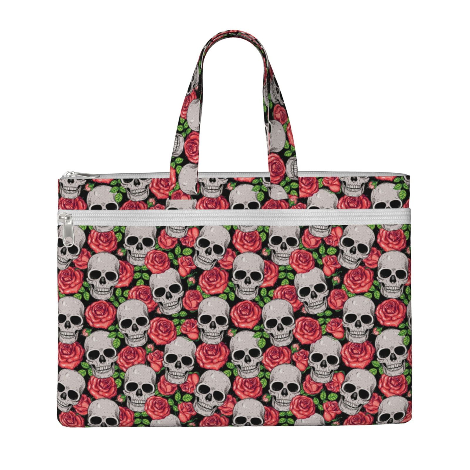 Kdxio Skull and Roses File Tote Document Bag Business Briefcase Bag ...