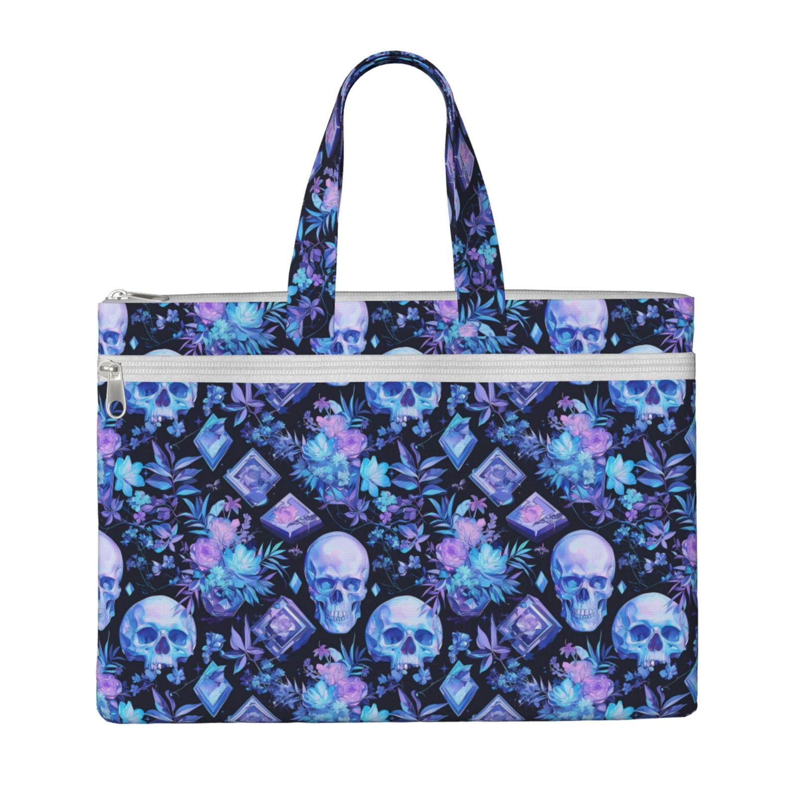 Kdxio Skull blue crystal flower File Tote Document Bag Business ...