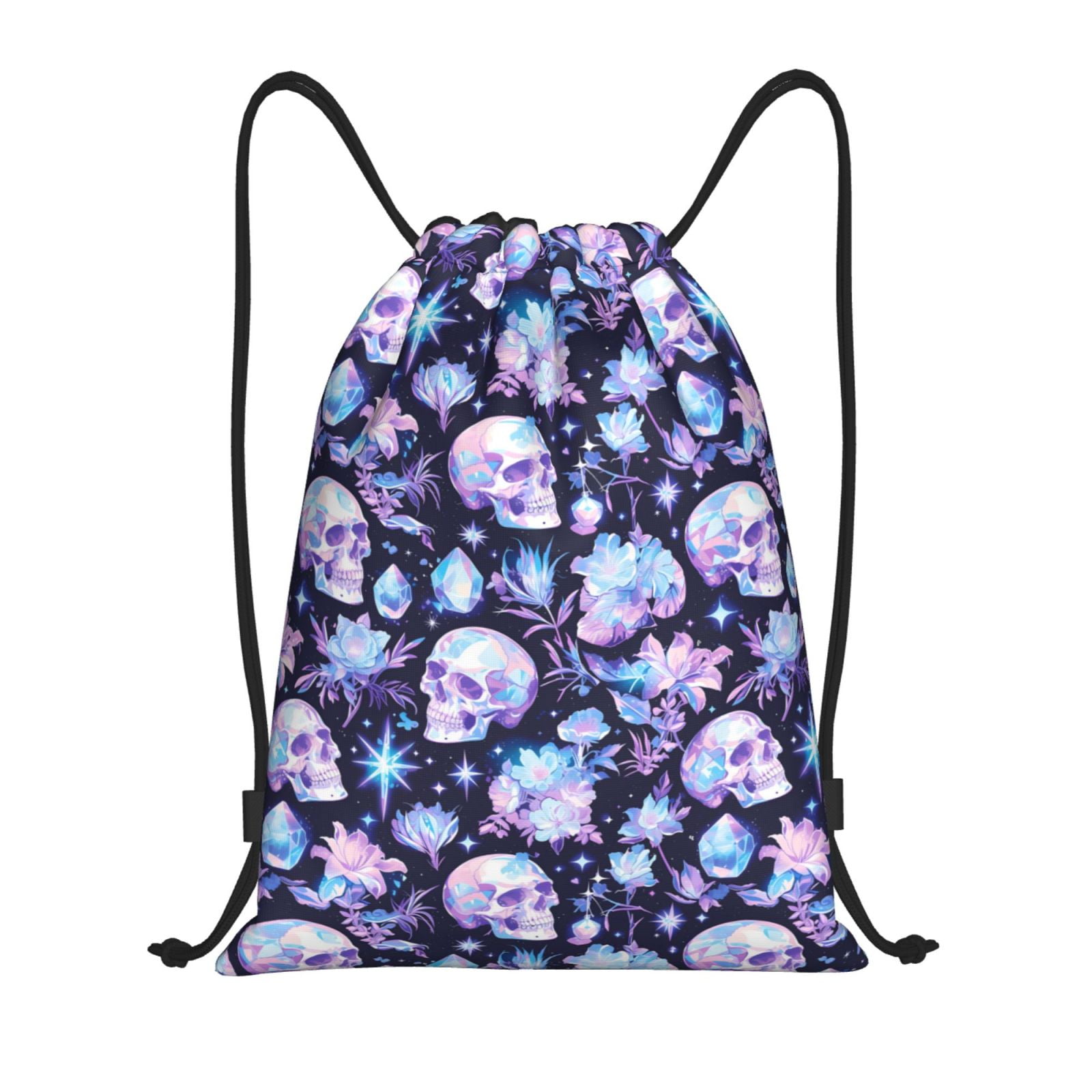 Kdxio Skull crystal flower Print Drawstring Backpack Bag,Waterproof ...