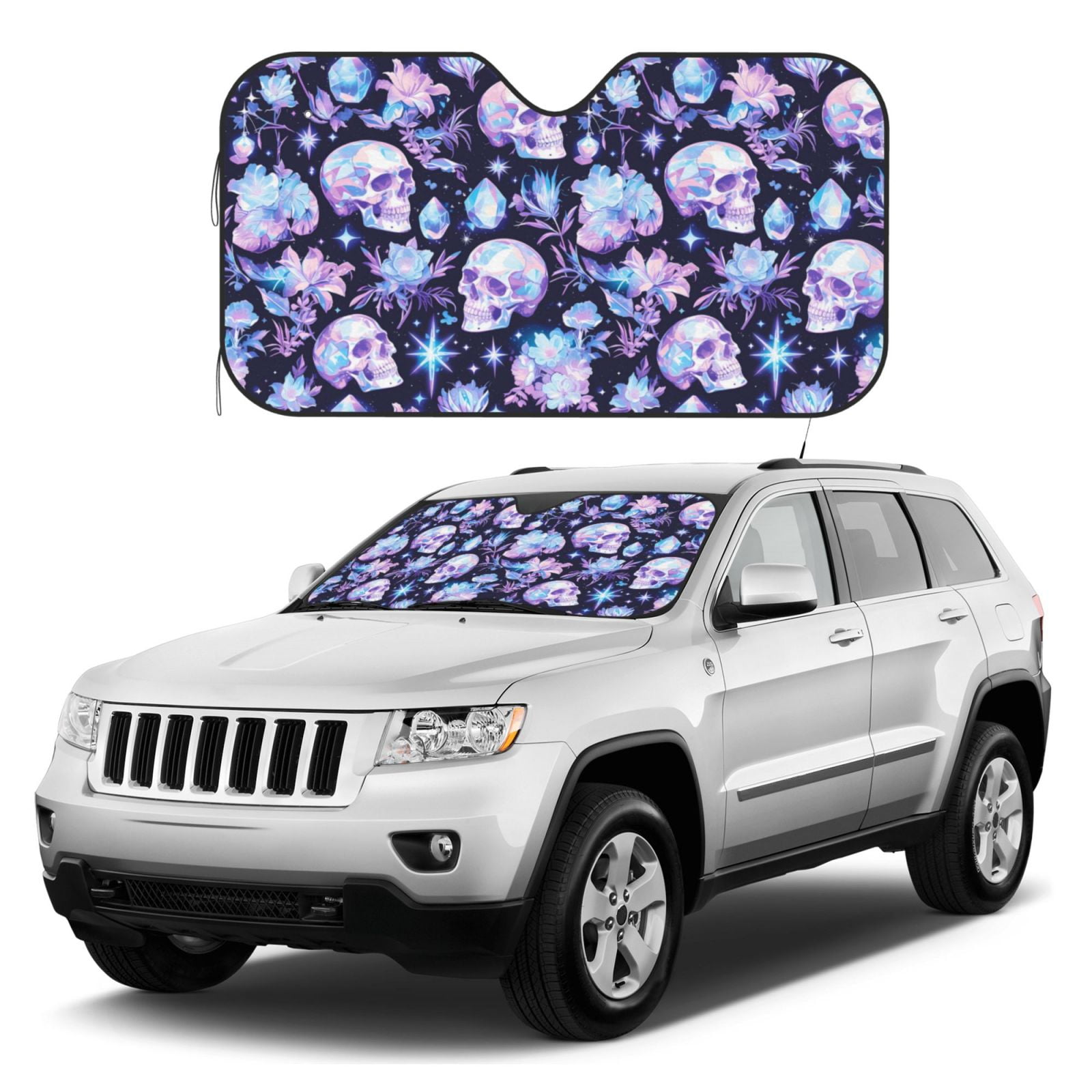Kdxio Skull crystal flower Print Windshield Sun Shade, Foldable Sun ...