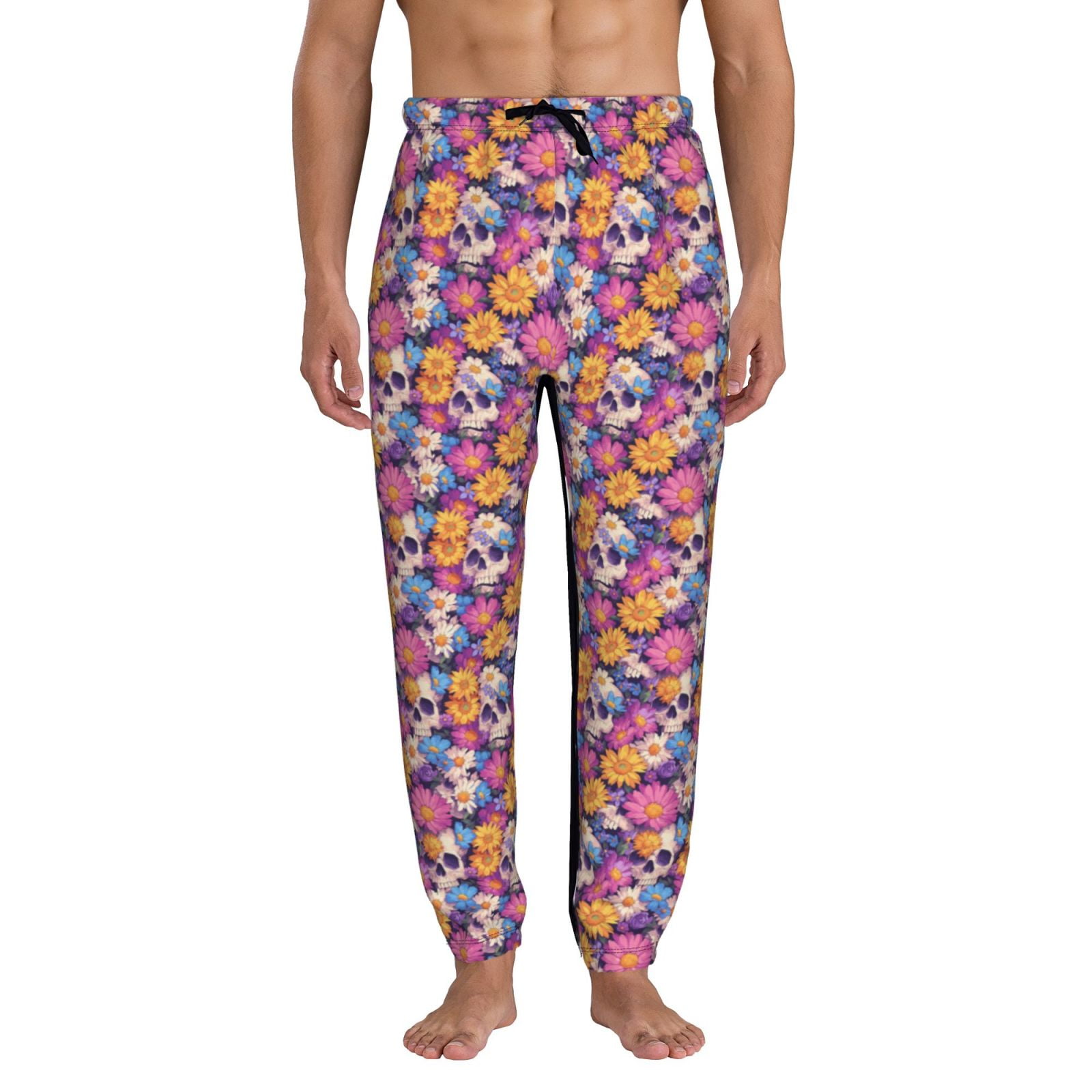 Kdxio Skull daisy flower Pattern Joggers,Sweatpants for Men with ...