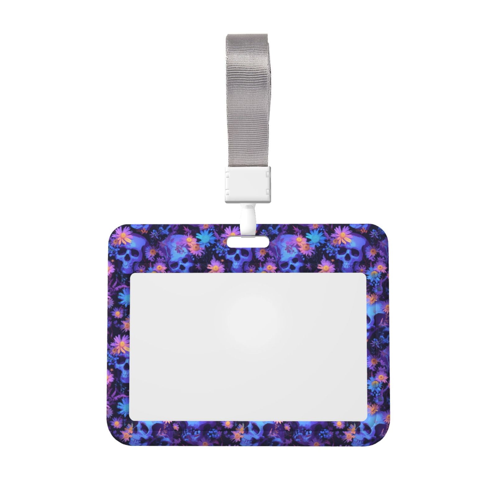 Kdxio Skull daisy purple Card Badge Holder Work Badge Sleeve for Office ...