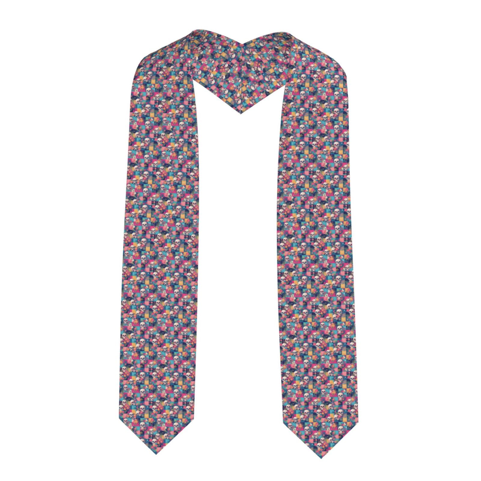 Kdxio Skull flower leaf Plaid Graduation Stole Class, Graduation Sash ...