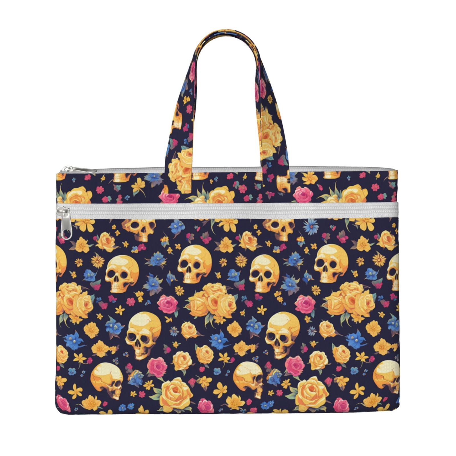 Kdxio Skull gold flower File Tote Document Bag Business Briefcase Bag ...
